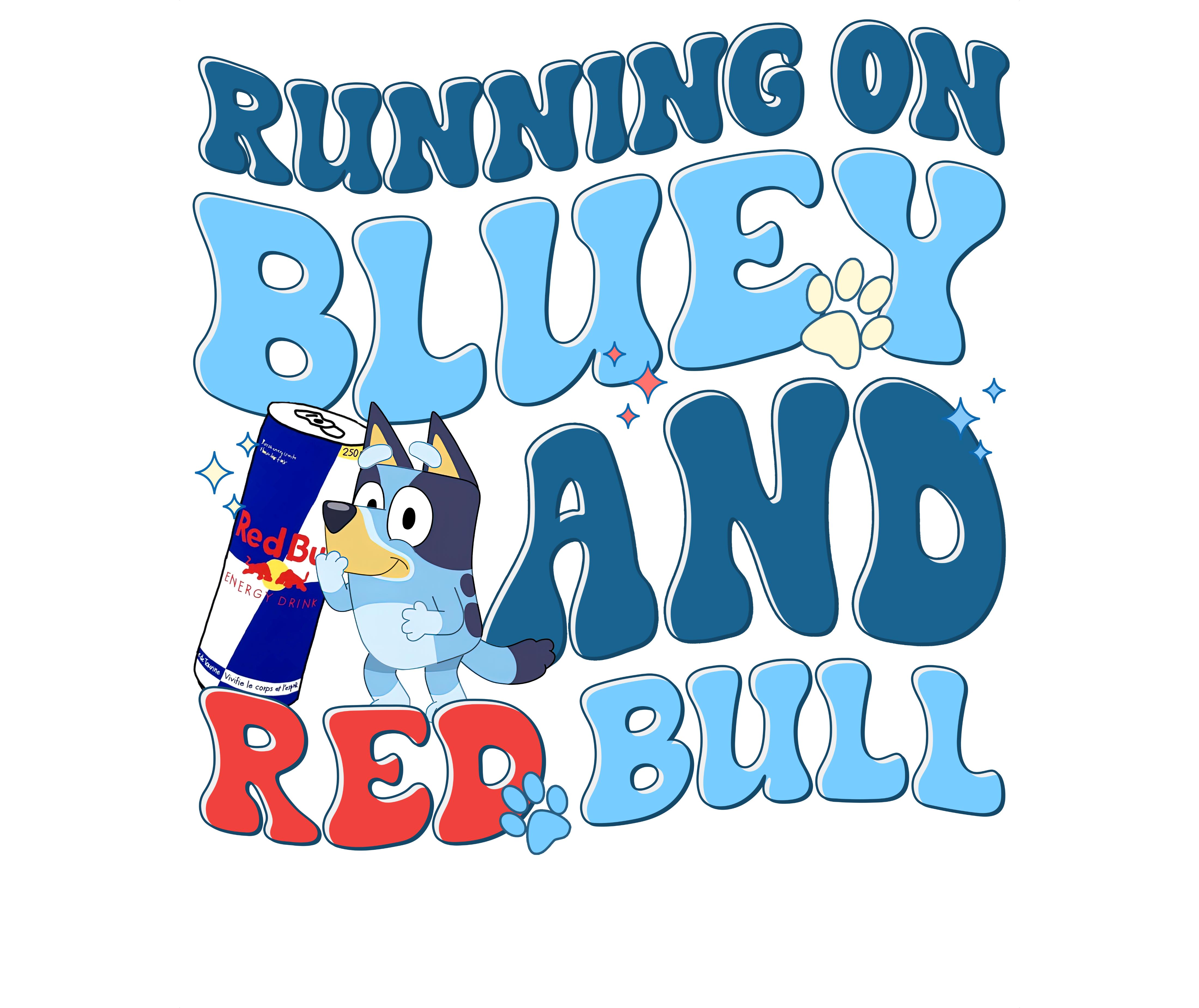 Running On Bluey And Red Bull Png | Inspire Uplift