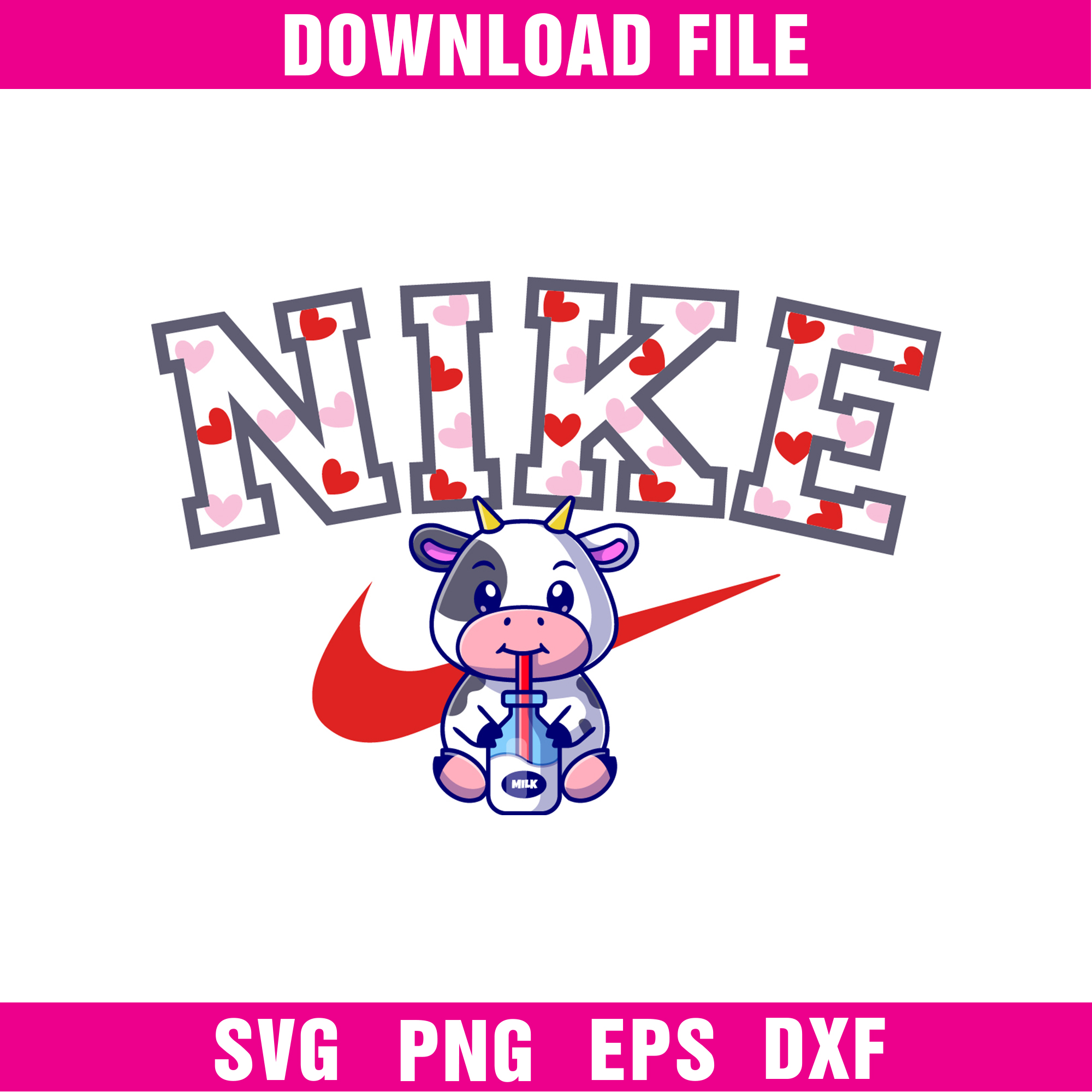 Dairy Cow Heart Love, Cow Nike Svg, Nike Logo Svg, Dairy Cow | Inspire ...