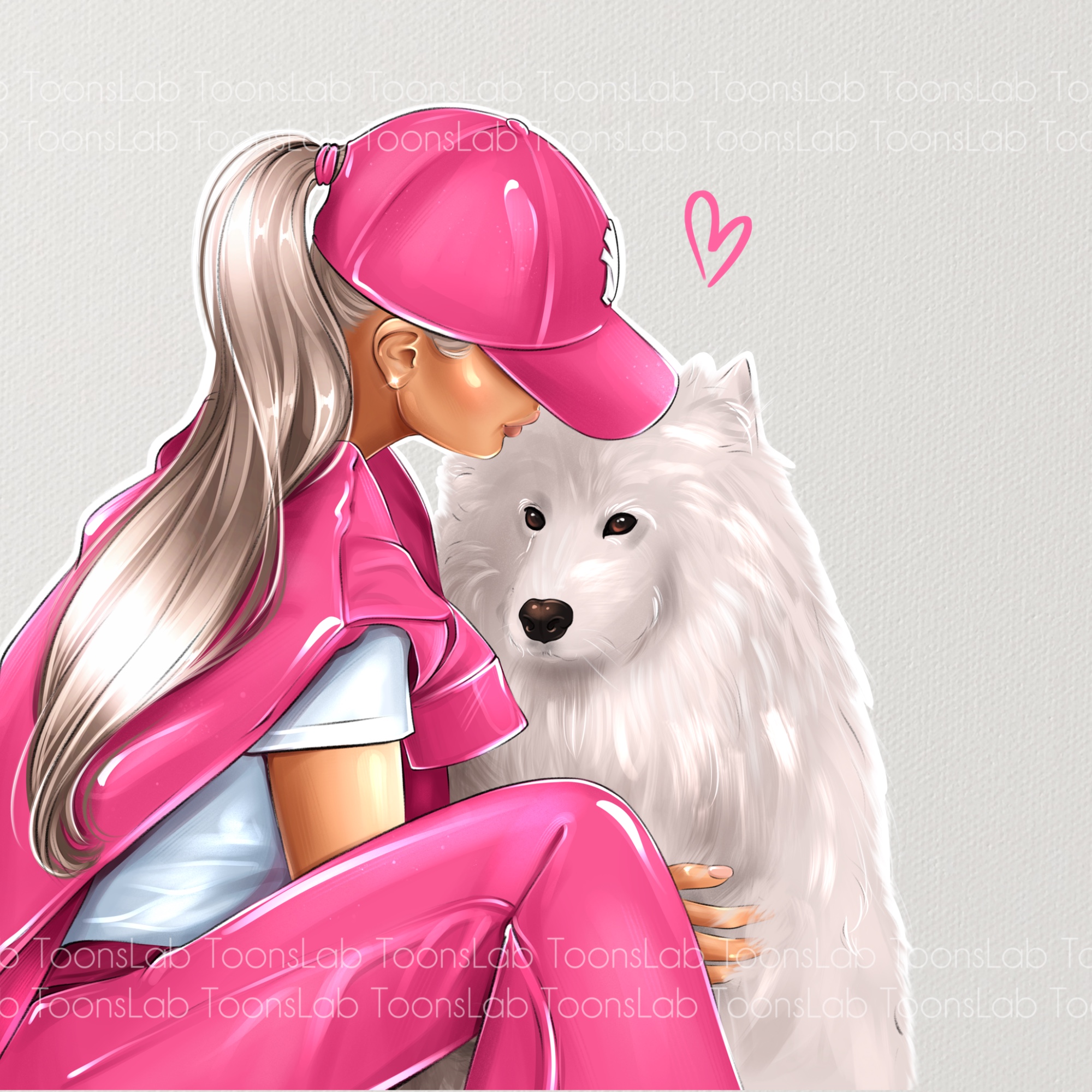 Instant Download Illustration Girl With Dog Illustration Cli | Inspire Uplift