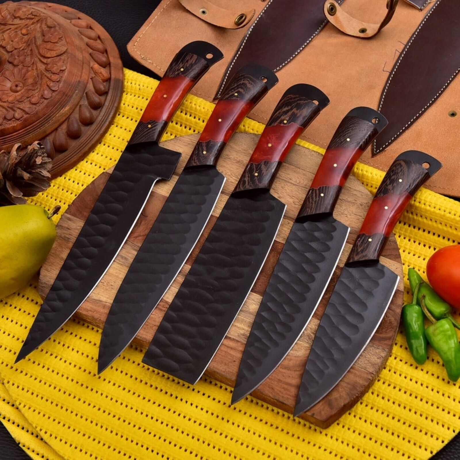 Knife Set, Kitchen Knives,camping Knife, Handmade Knife, Han | Inspire ...