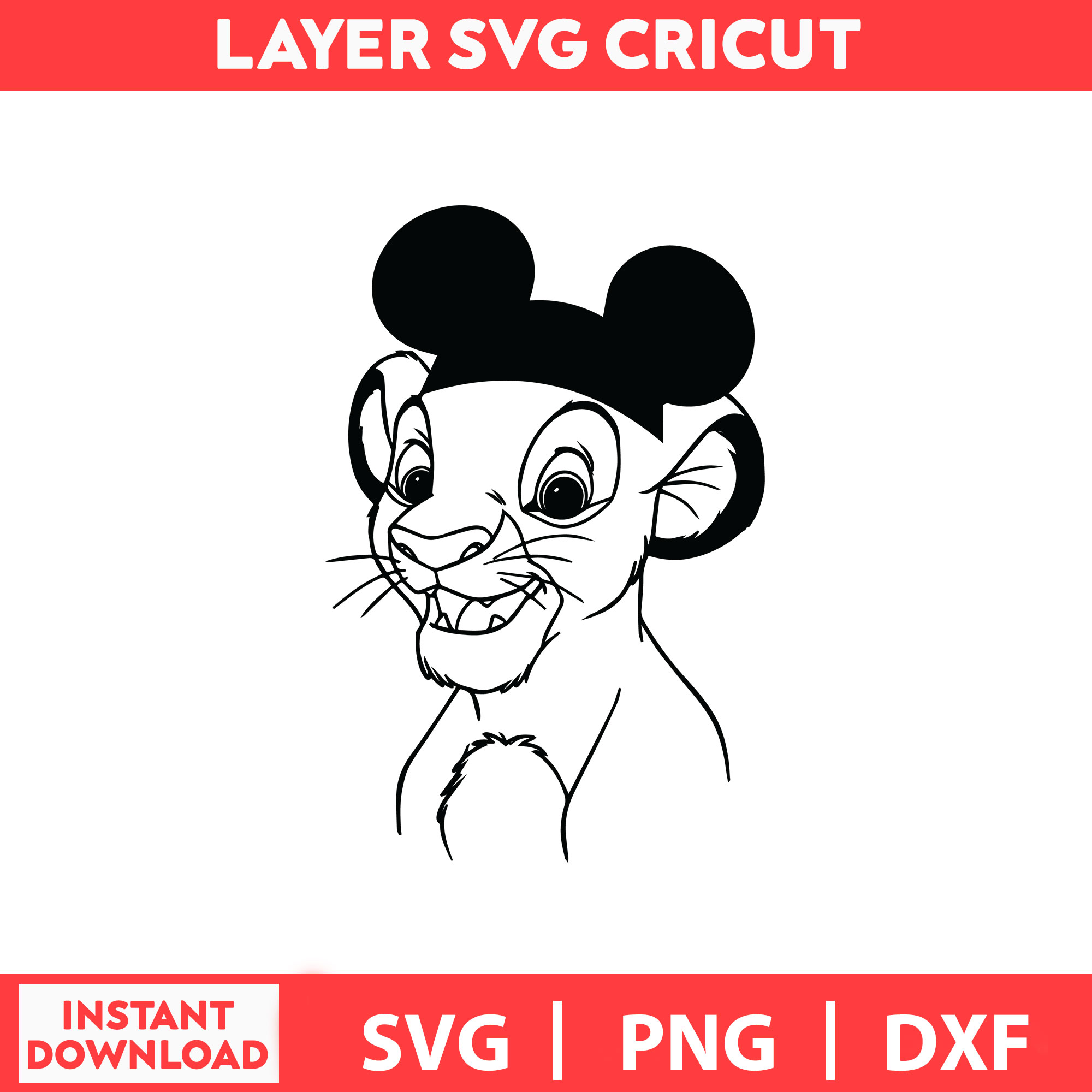 Lion King Simba With Ears, Mickey Mouse Svg, Disney Birthday | Inspire ...