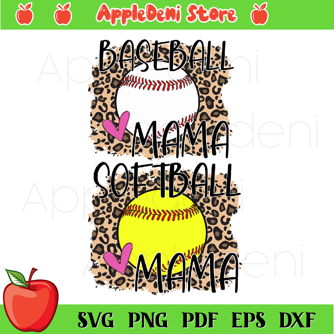 Leopard Softball Baseball Mama Bundle SVG PNG, Sport Svg | Inspire Uplift