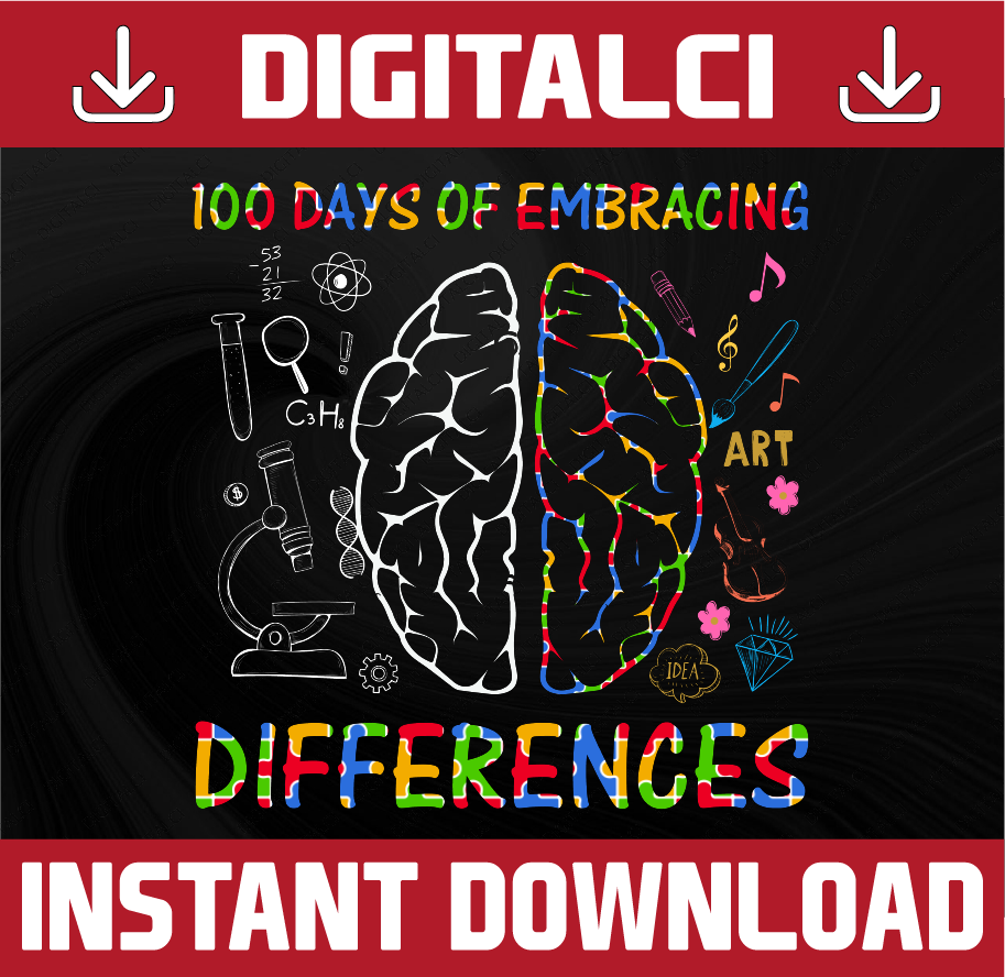 100 Days Of Embracing Differences Brain, Autism Awareness PN | Inspire ...
