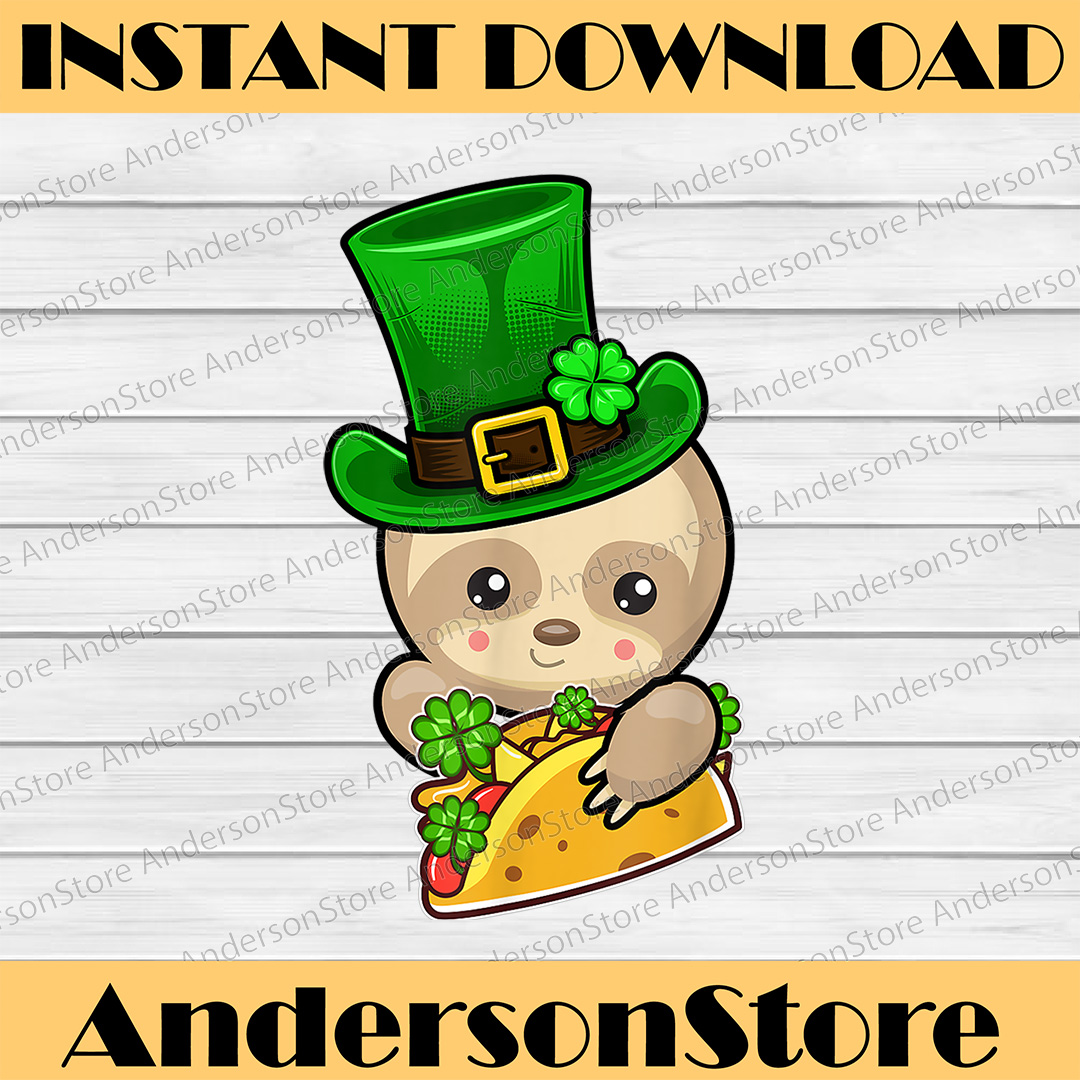 Sloth Taco Green Leprechaun Png, Saint Patrick Day Png, Sham - Inspire ...
