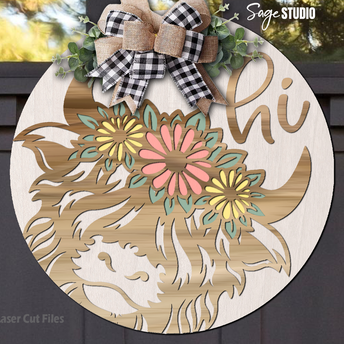 Highland Cow SVG Laser Cut Files | Daisy SVG | Welcome SVG | Inspire Uplift