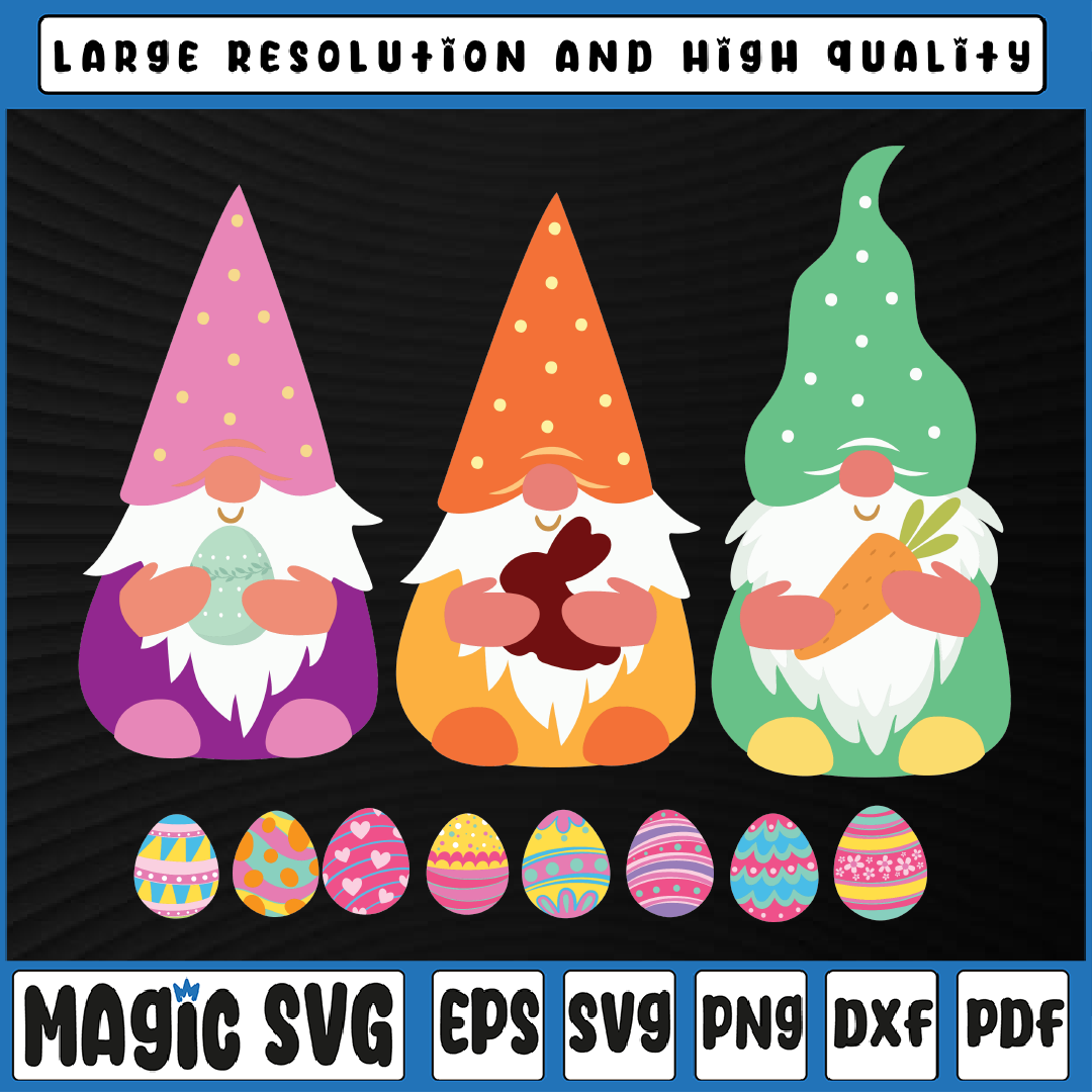 3 Easter Gnomes Pastel Spring Svg, Easter Gnome Svg, Gnome S | Inspire ...