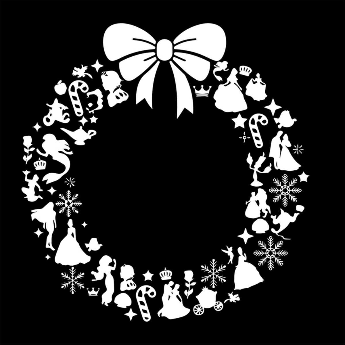 Disney Princesses Christmas Wreath Pattern svg, Christmas Sv | Inspire ...