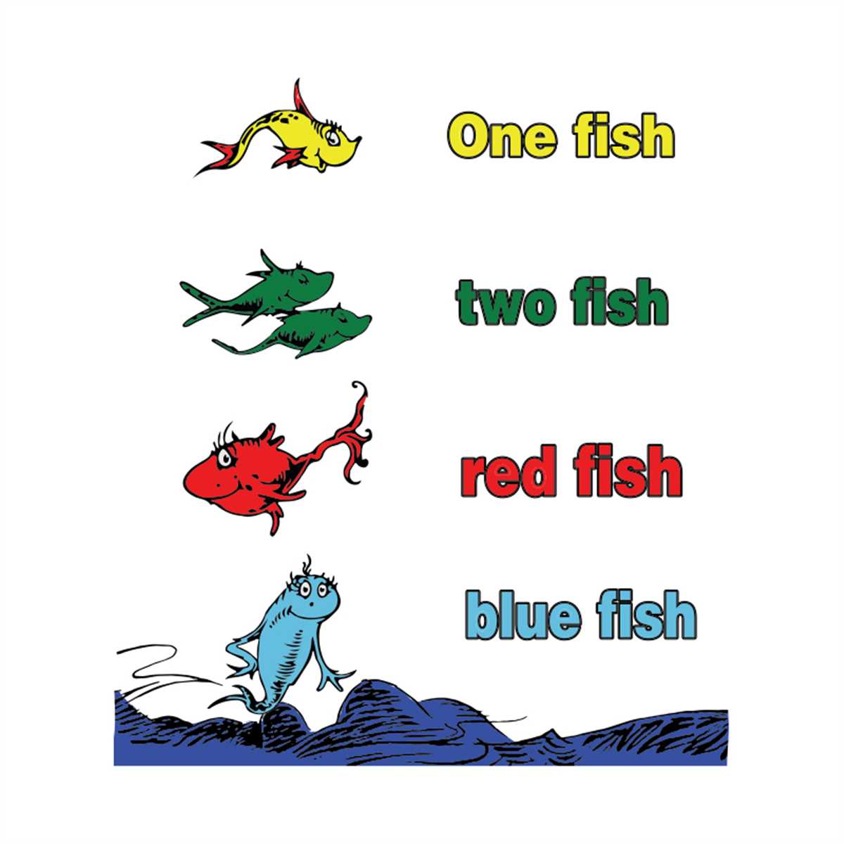 One Fish Two Fish Svg, Dr Seuss Svg, Seuss Svg, Dr Seuss Gif | Inspire ...