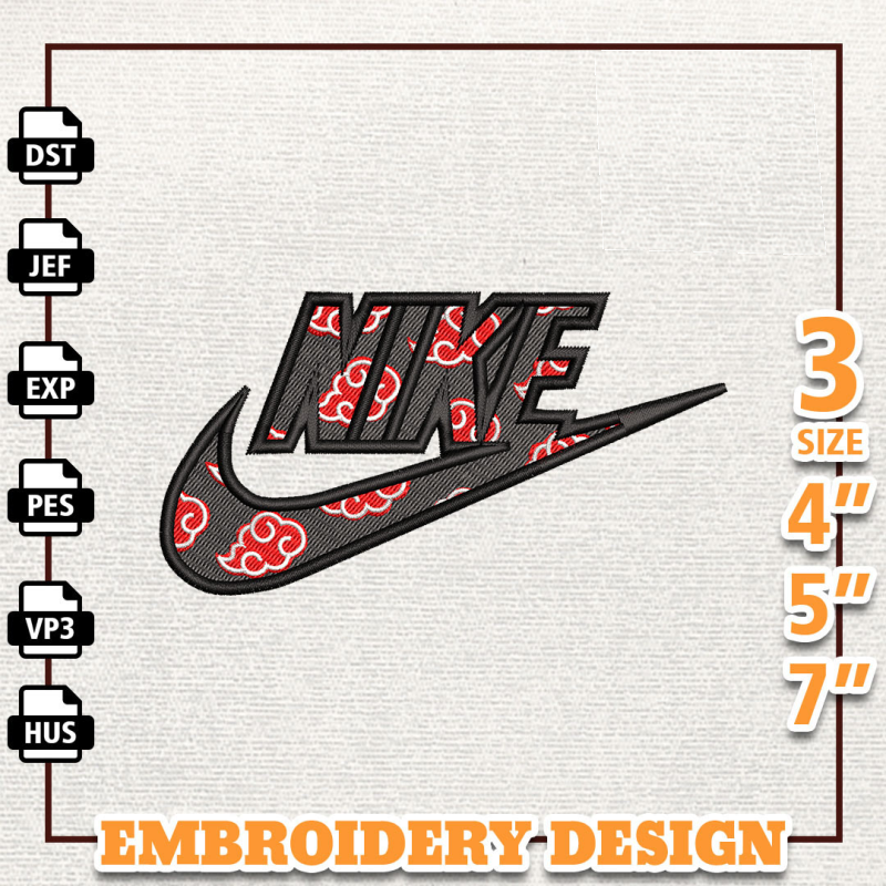 Nike Akatsuki Anime Embroidery Design Digital Instant | Inspire Uplift