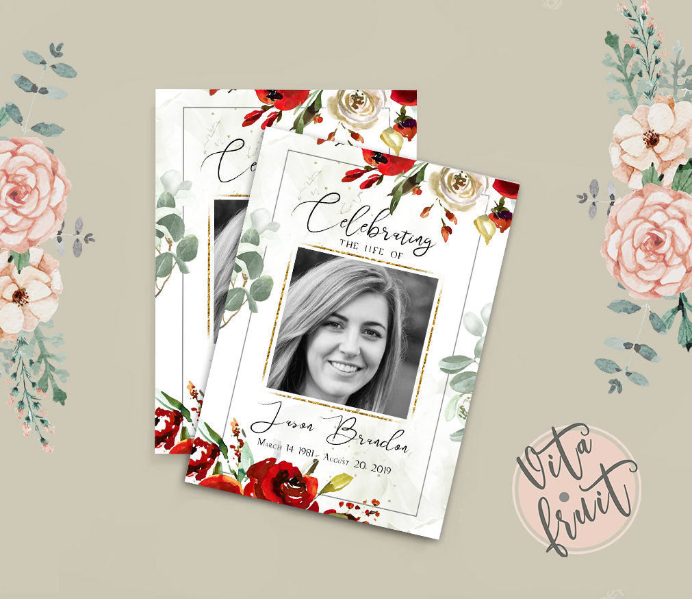 Memorial Service Template, Funeral Program Template, Celebra | Inspire ...