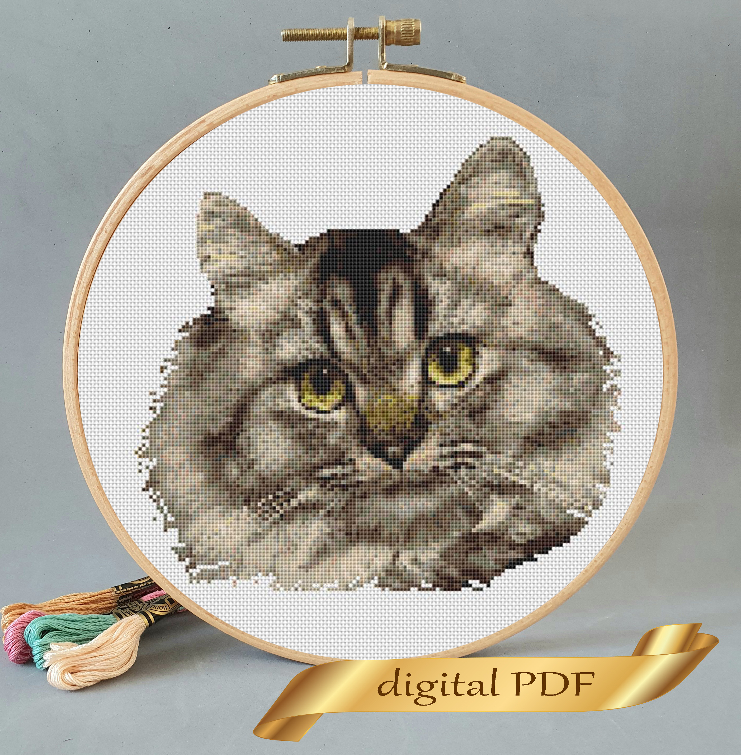 Cat pattern pdf cross stitch, pets embroidery DIY | Inspire Uplift