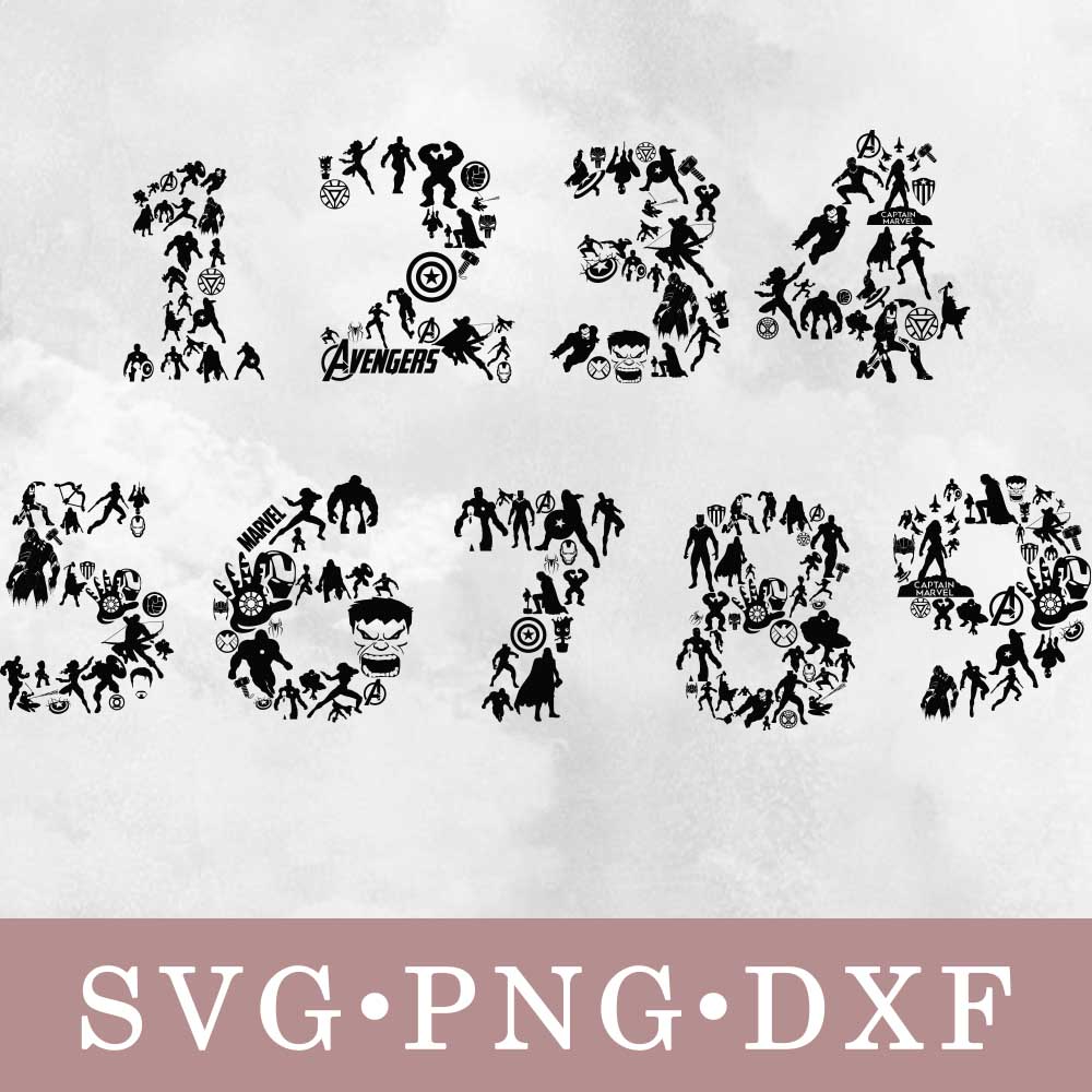 Numbers Marvel svg, Numbers Marvel bundle svg, png, dxf | Inspire Uplift
