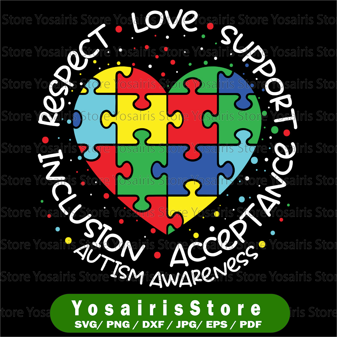 Respect Love Support Autism Awareness Svg, Autism Svg, Cricu | Inspire ...