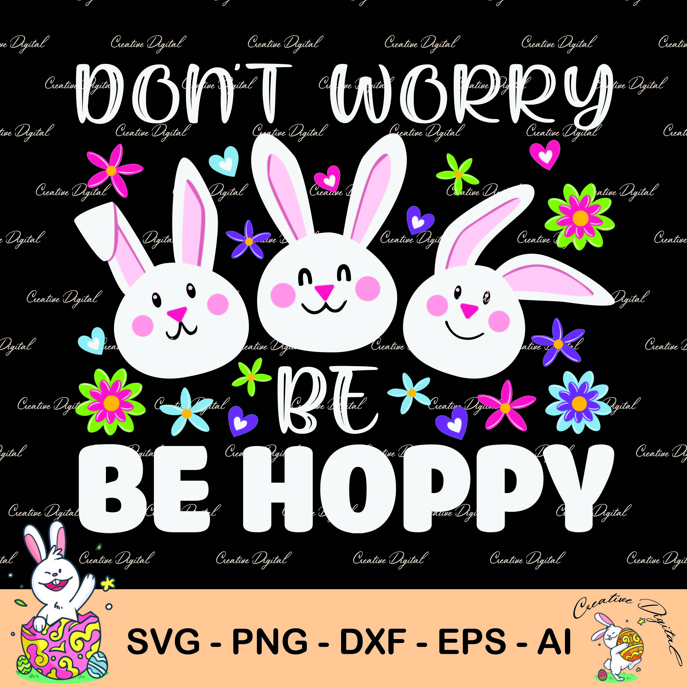 Easter Svg, Don't Worry Be Hoppy Svg, Retro Smiley Face Svg, | Inspire ...
