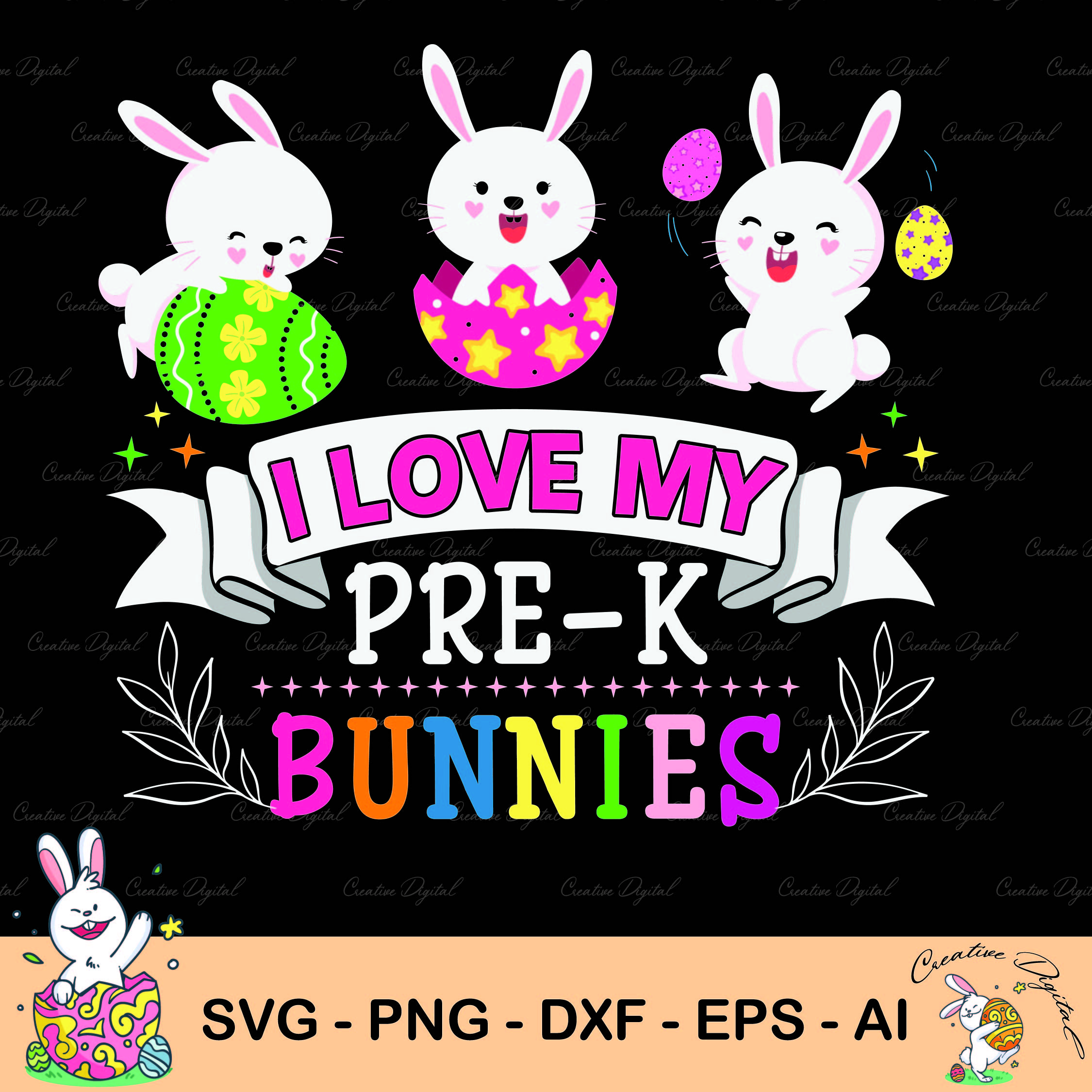 I Love My Pre-K Bunnies Svg, Pre-K Bunnies Svg, Easter Svg, | Inspire ...