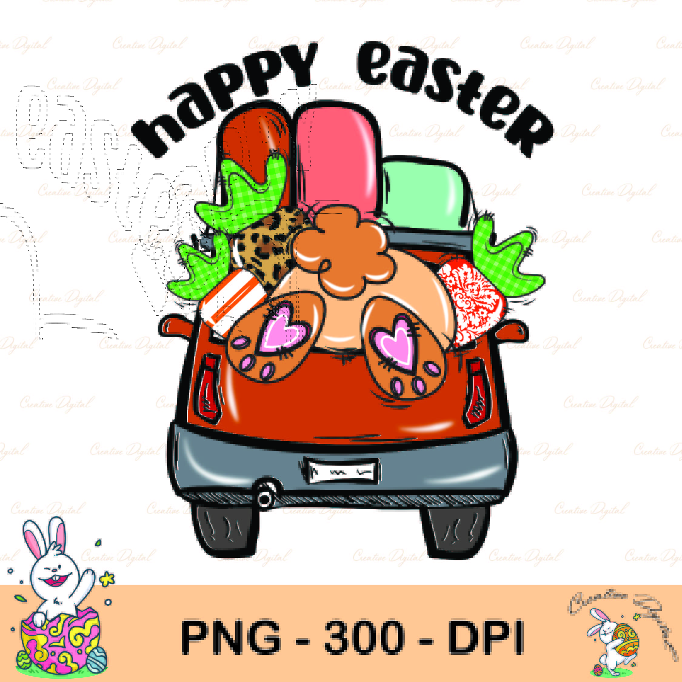 Happy Easter Bunny Truck Sublimation | Inspire Uplift