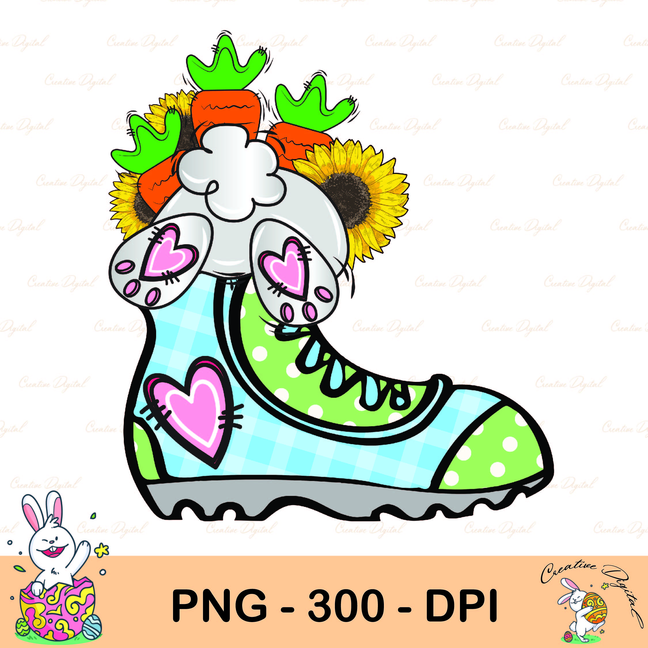 Easter Shoe Bunny Carrot Sunflower Png - Inspire Uplift