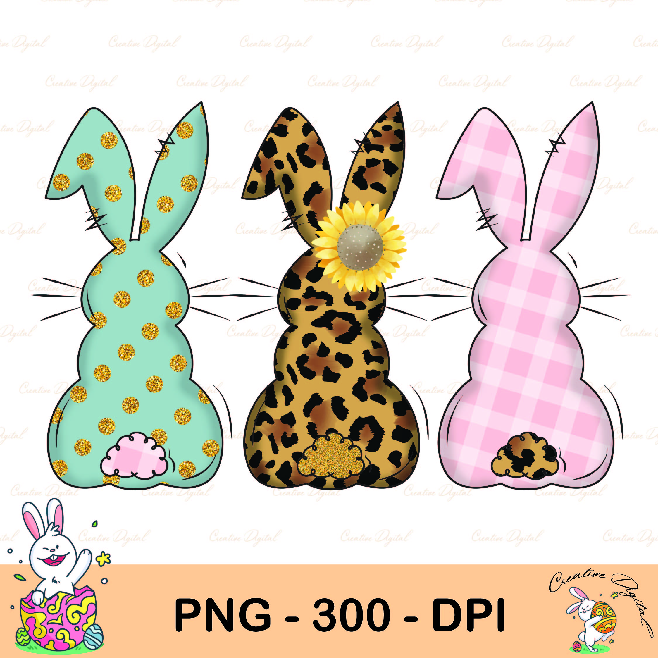 Happy Easter Leopard Sunflower Bunny | Inspire Uplift