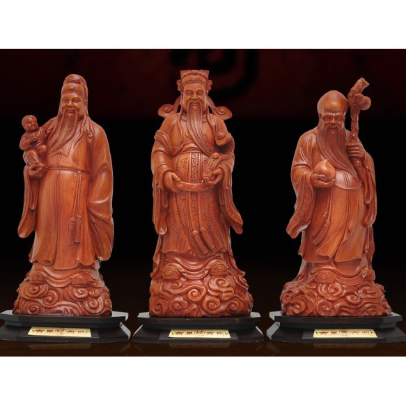 Phuc Loc Tho wooden statue to decorate the living room, feng | Inspire ...