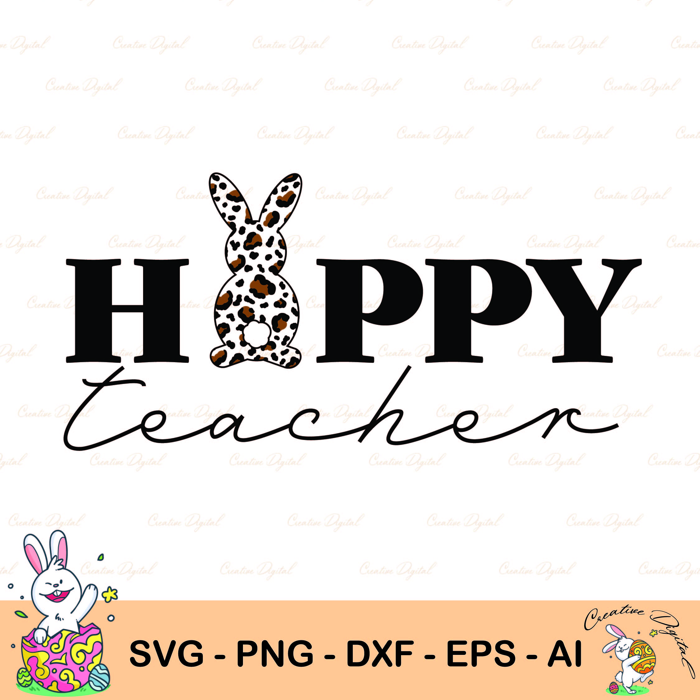 Hoppy Teacher Svg, Teacher Easter Svg, Hoppy Easter Png, Sub - Inspire ...