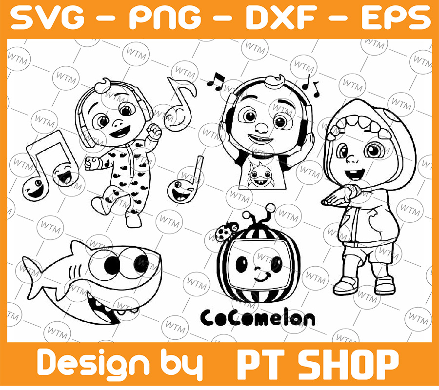 Bundle 5 files Cocomelon Black and White svg, Coco Melon svg | Inspire ...
