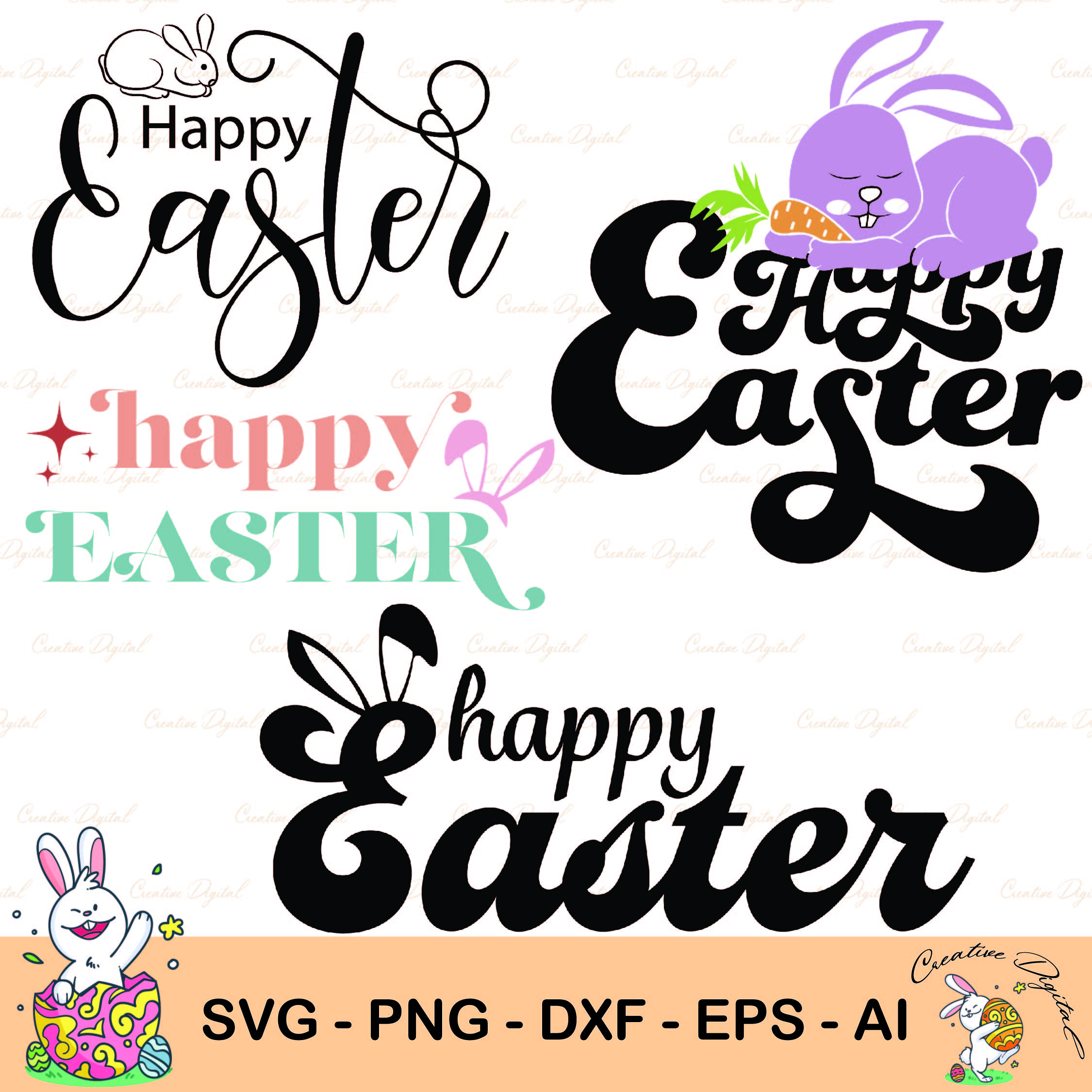 Easter Svg, Happy Easter Bundle Svg, Easter Svg Bundle, Happ | Inspire ...