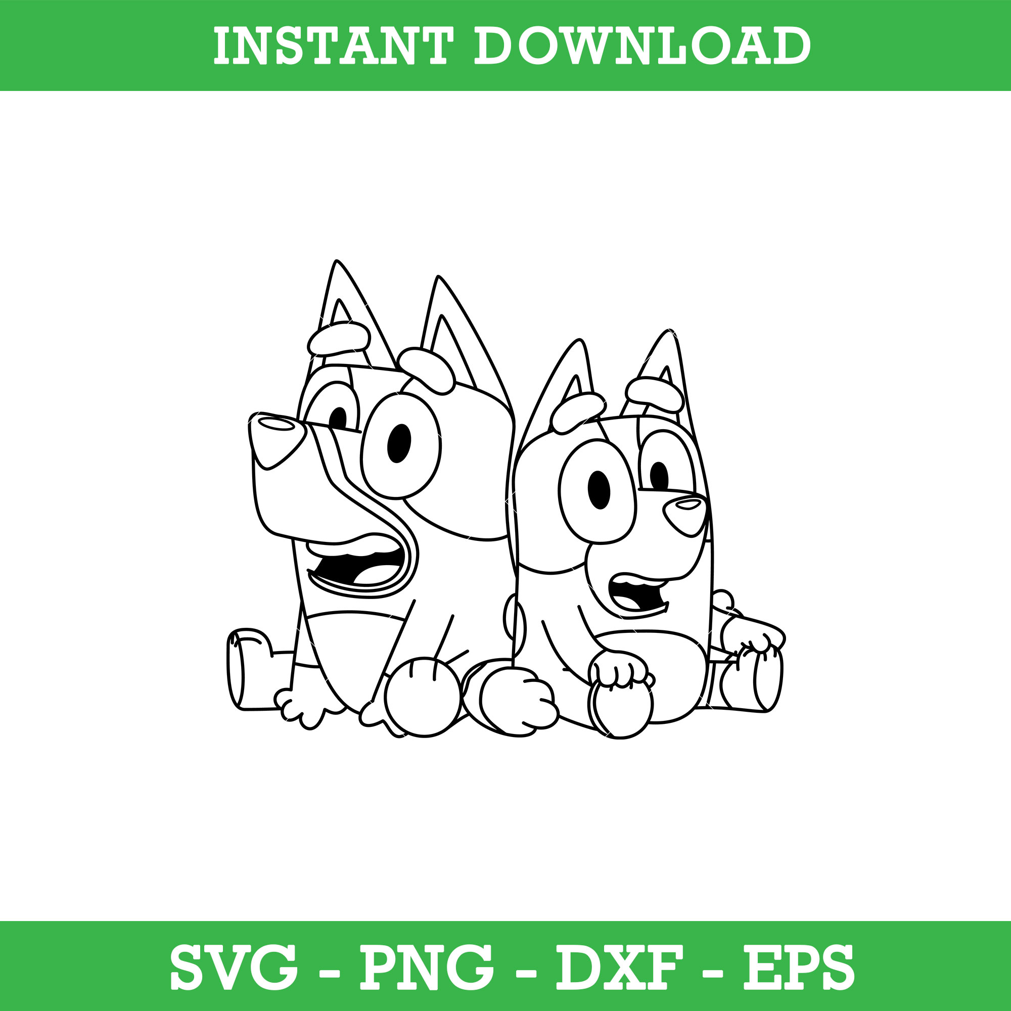 Bluey and Bingo Dog Outline Svg, Bluey Heeler Svg, Bingo Hee - Inspire ...