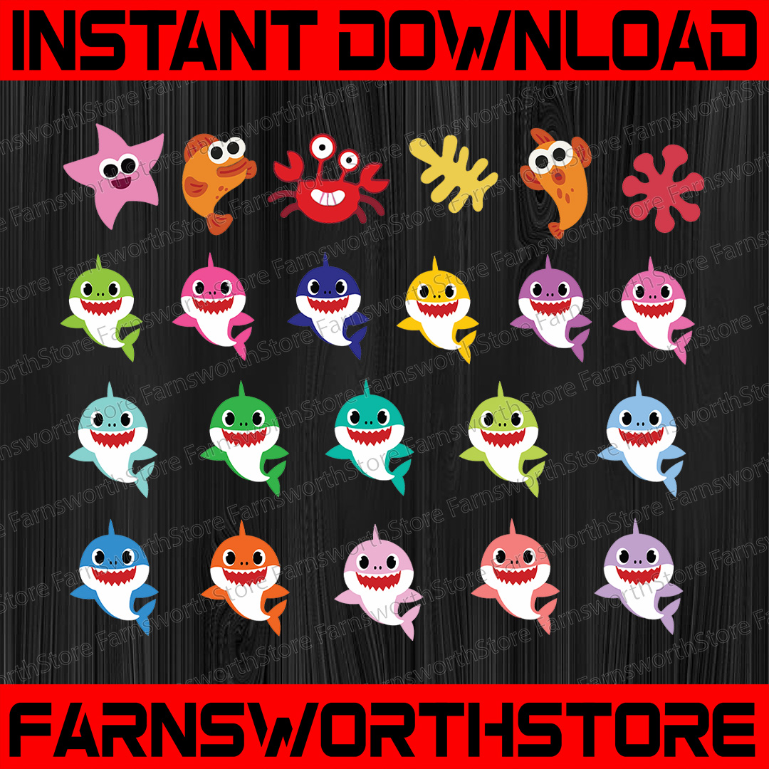 16 Daddy Sharks Bundle Character With Many Colors SVG,Png,Sh | Inspire ...