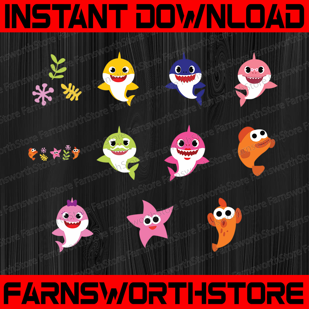 6 Family Sharks Character with Friends SVG,Png,Shark's frien - Inspire ...