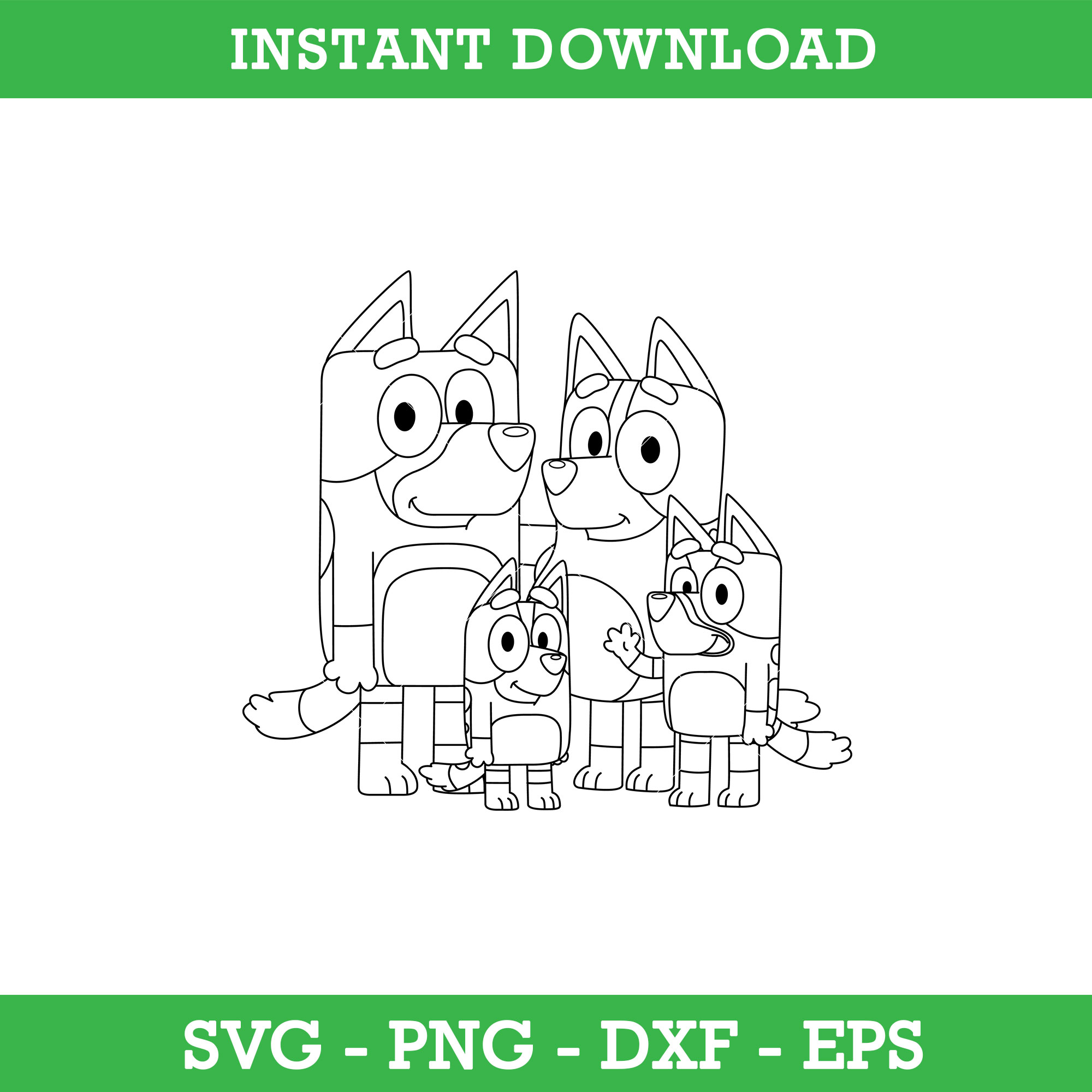 Family Bluey Heeler Outline Svg, Family Dog Svg, Bluey Svg, | Inspire ...