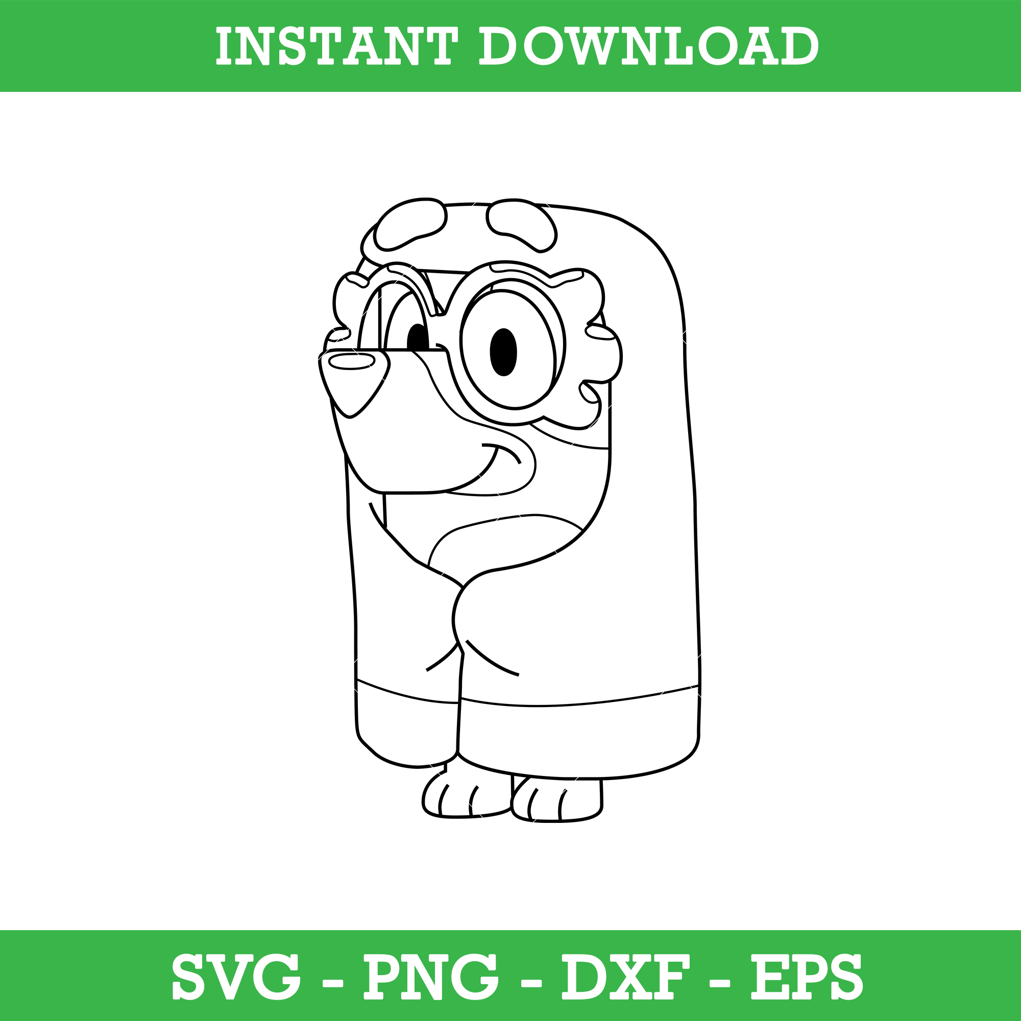 Granny Janet Outline Svg, Granny Janet Dog Svg, Bluey Svg, C - Inspire ...