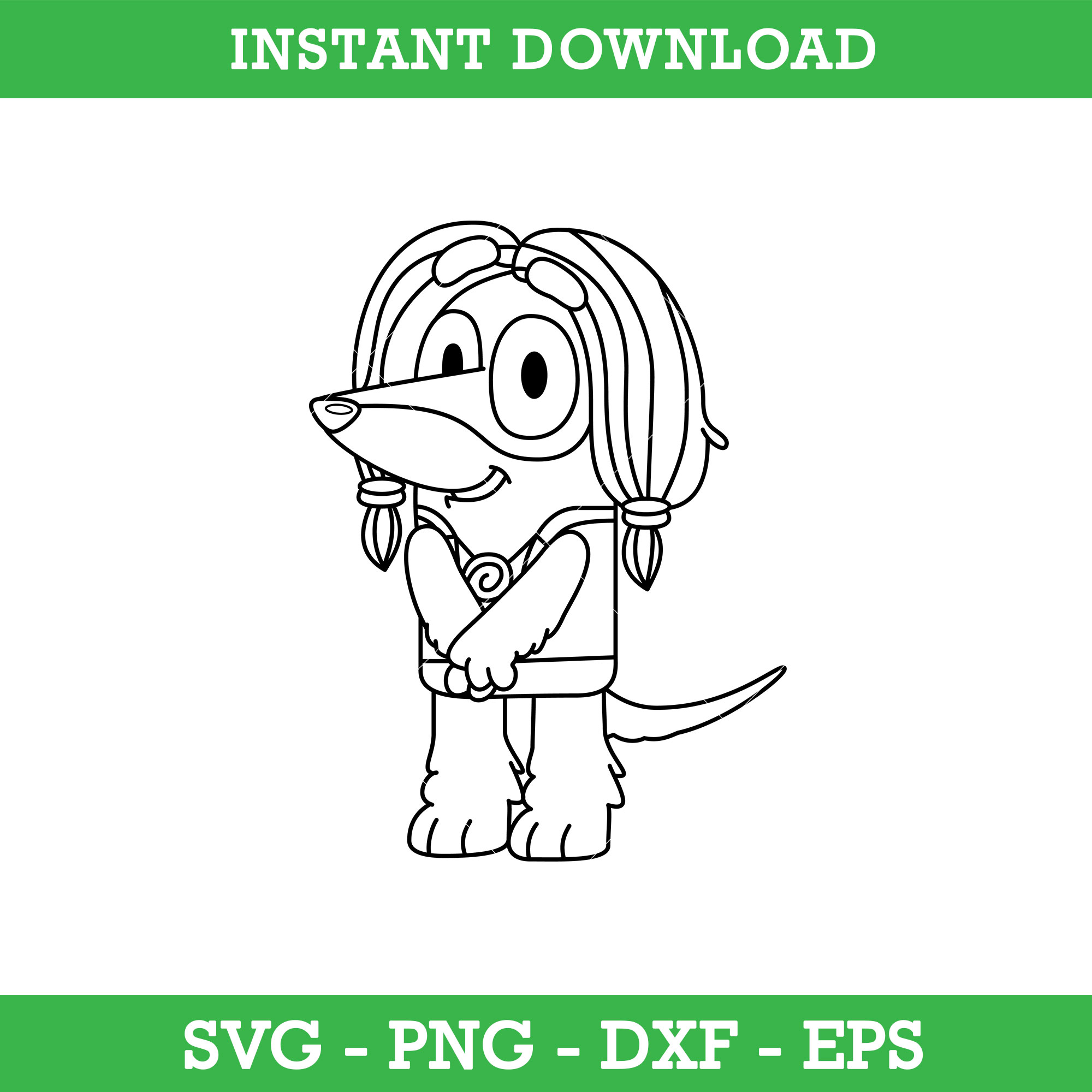 Indy Bluey Outline Svg, Indy Dog Svg, Bluey Svg, Cartoon Svg | Inspire ...