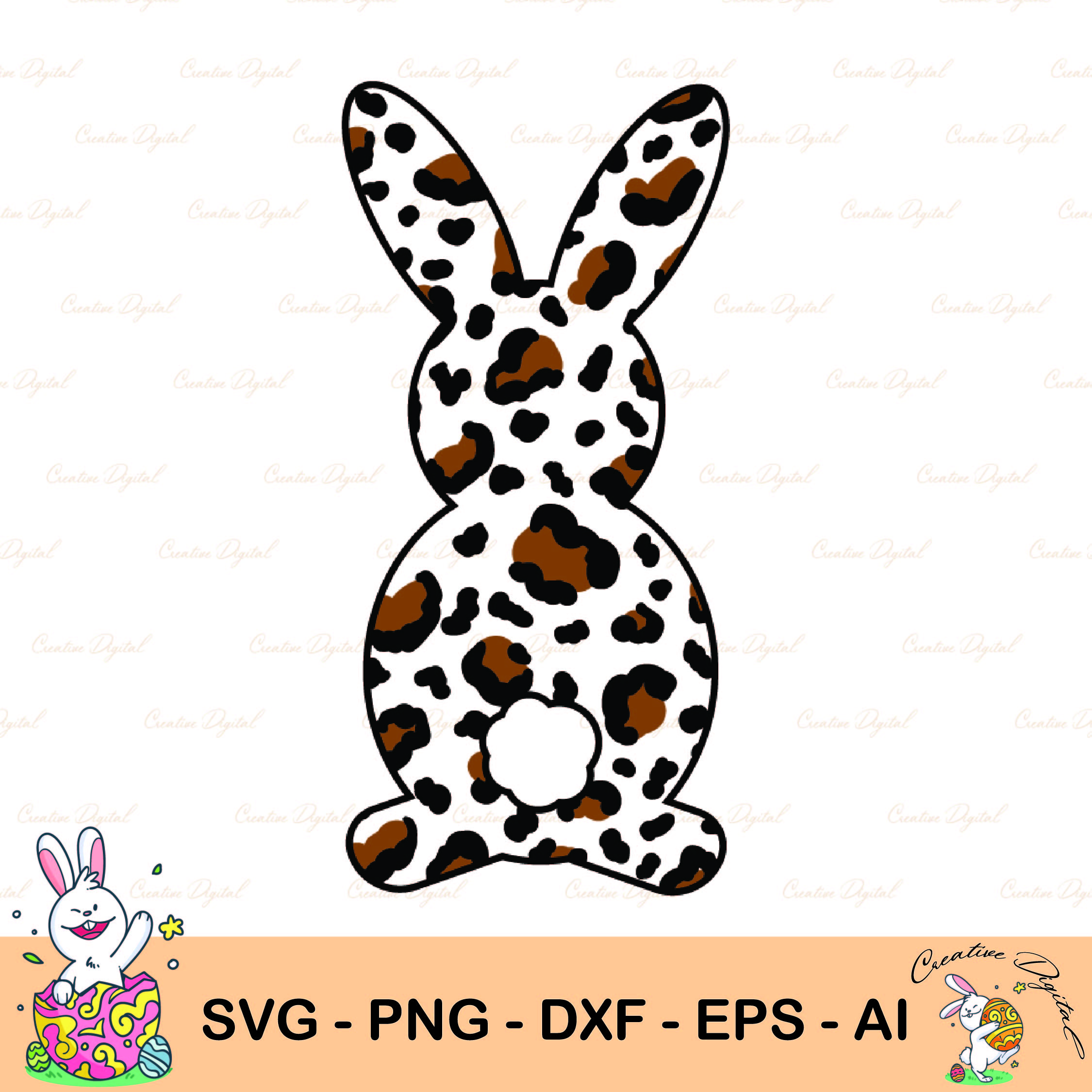 Leopard Print Bunny Svg, Easter Svg, Cow Print, Easter, Bunn | Inspire ...