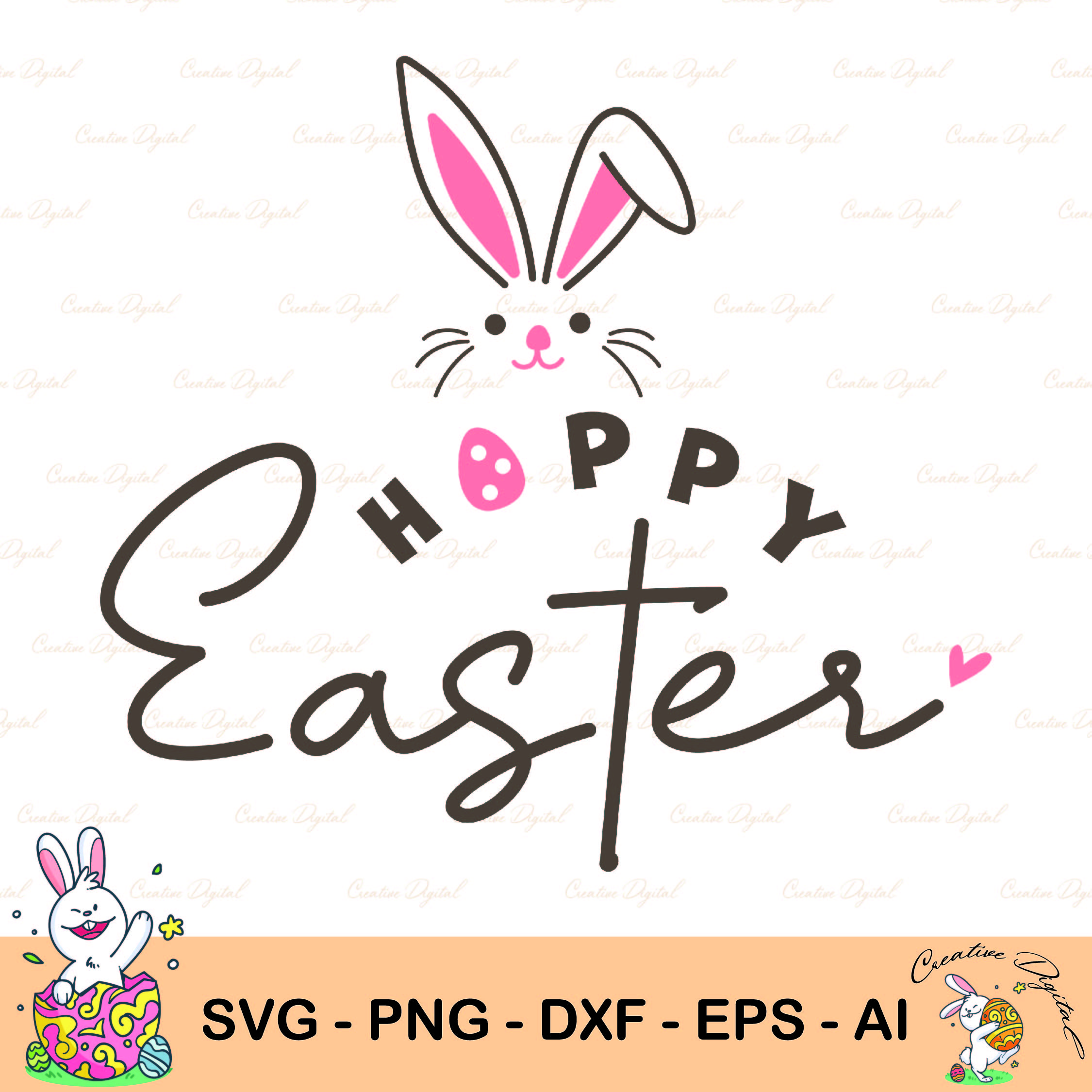 Hopper Easter Svg, Easter Design, Hoppy Easter Svg, Bunny Sv | Inspire Uplift