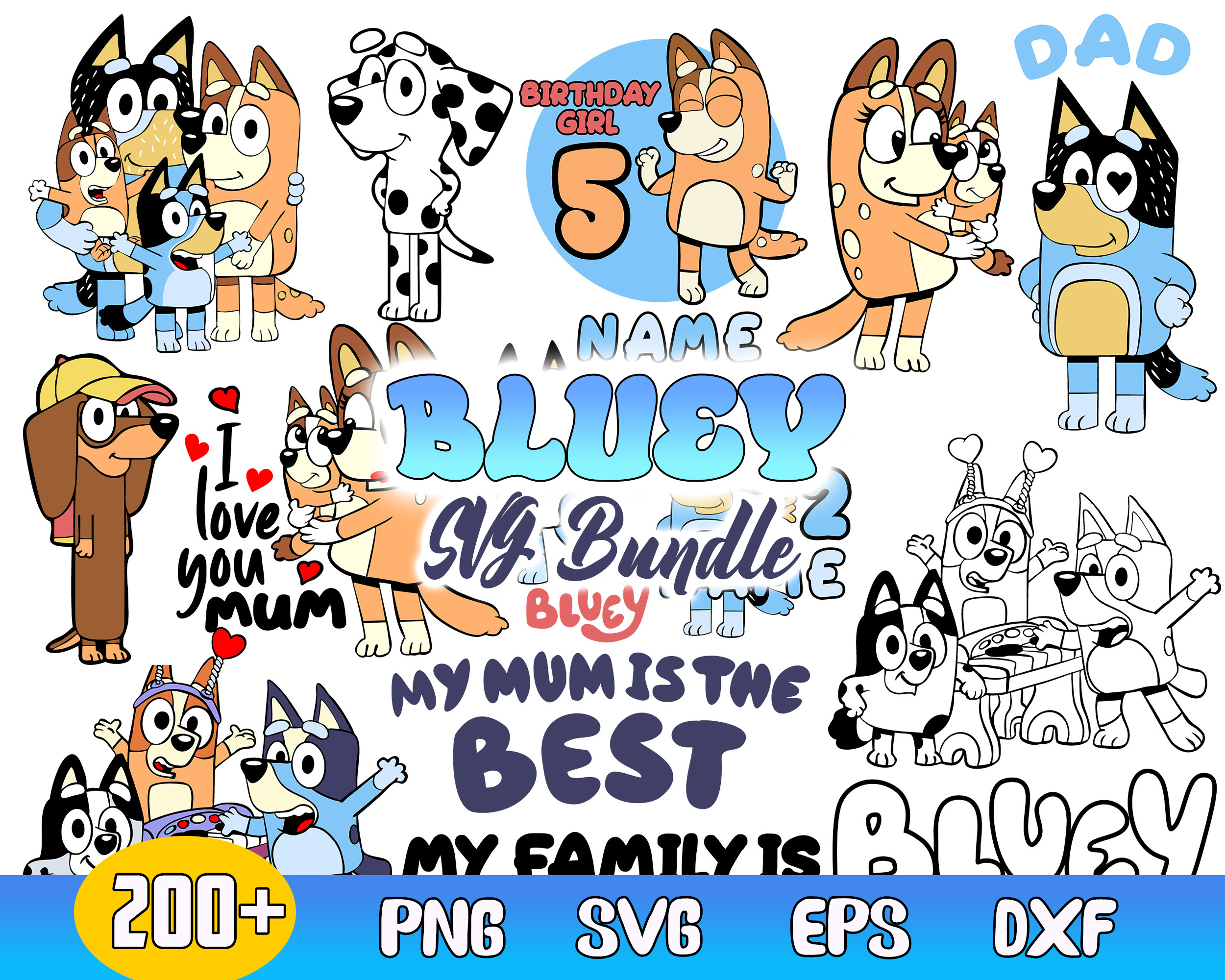 Bluey Heeler Bundle Svg, Bluey Svg, Bluey Vector, Bluey Clip | Inspire ...