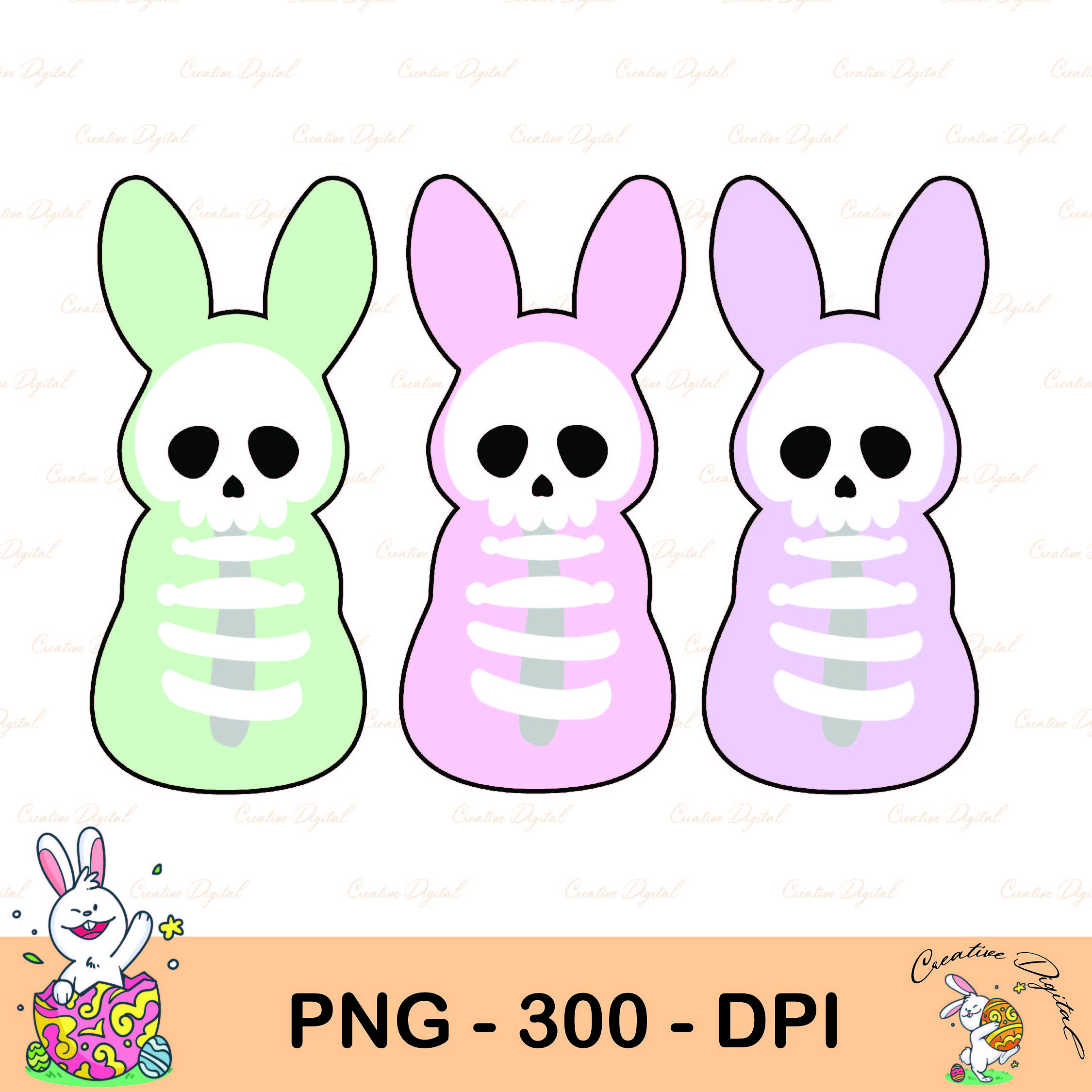 Skeleton Bunnies Easter Clipart Png, Creepy Cute Easter Clip | Inspire ...