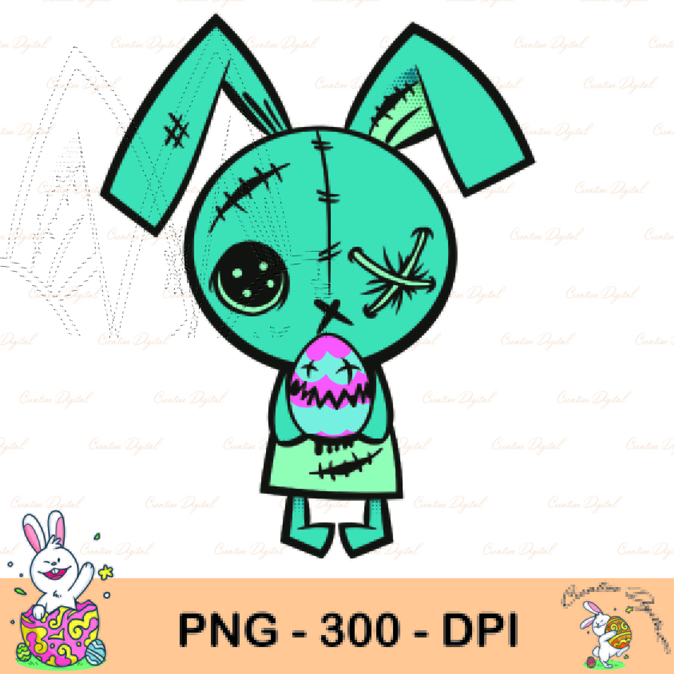 Creepy Cute Rabbit Bunny Easter Clipart, Creepy Cute Easter | Inspire ...