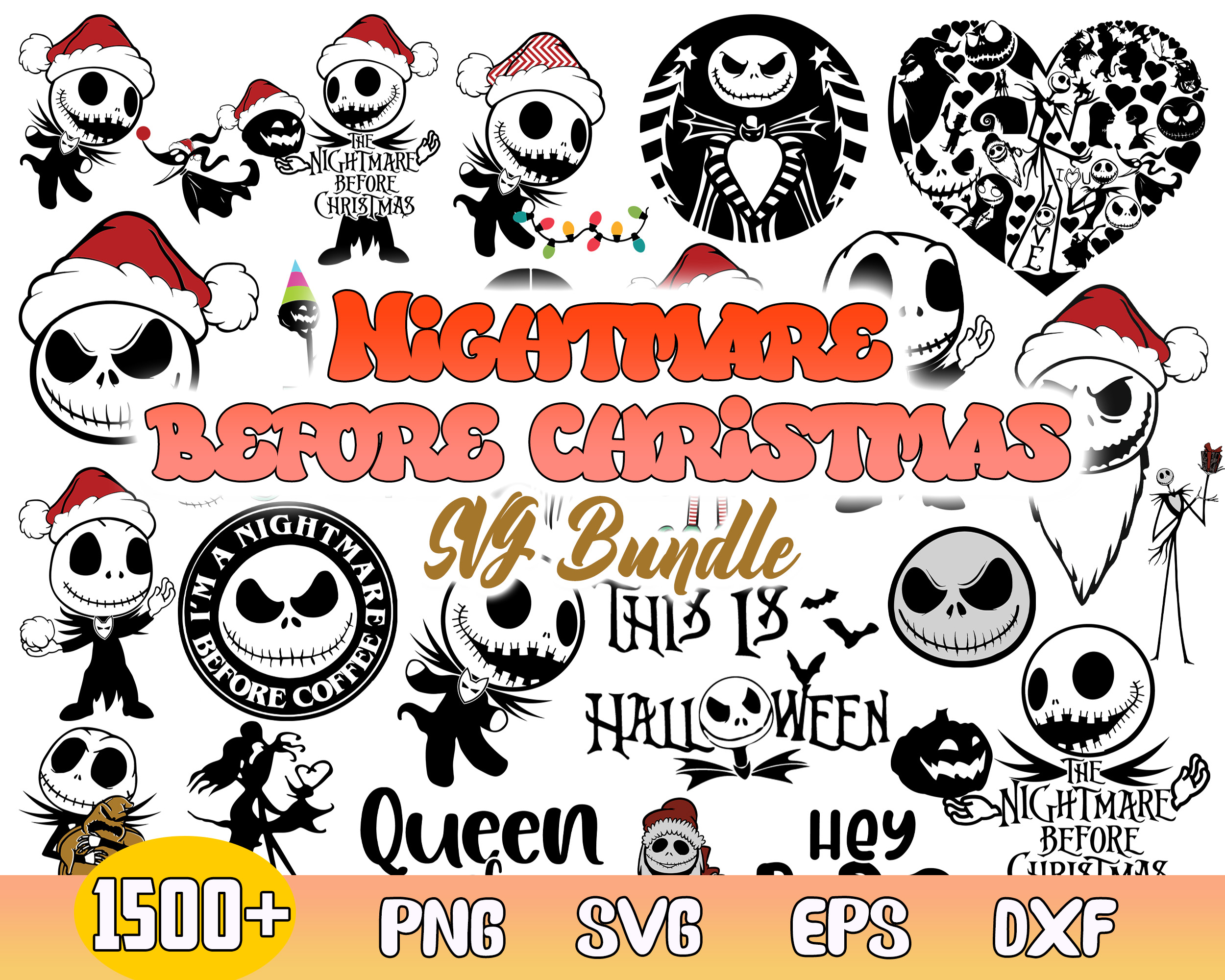 Nightmare Before Christmas Bundle Svg, Jack Skellington Svg, | Inspire Uplift