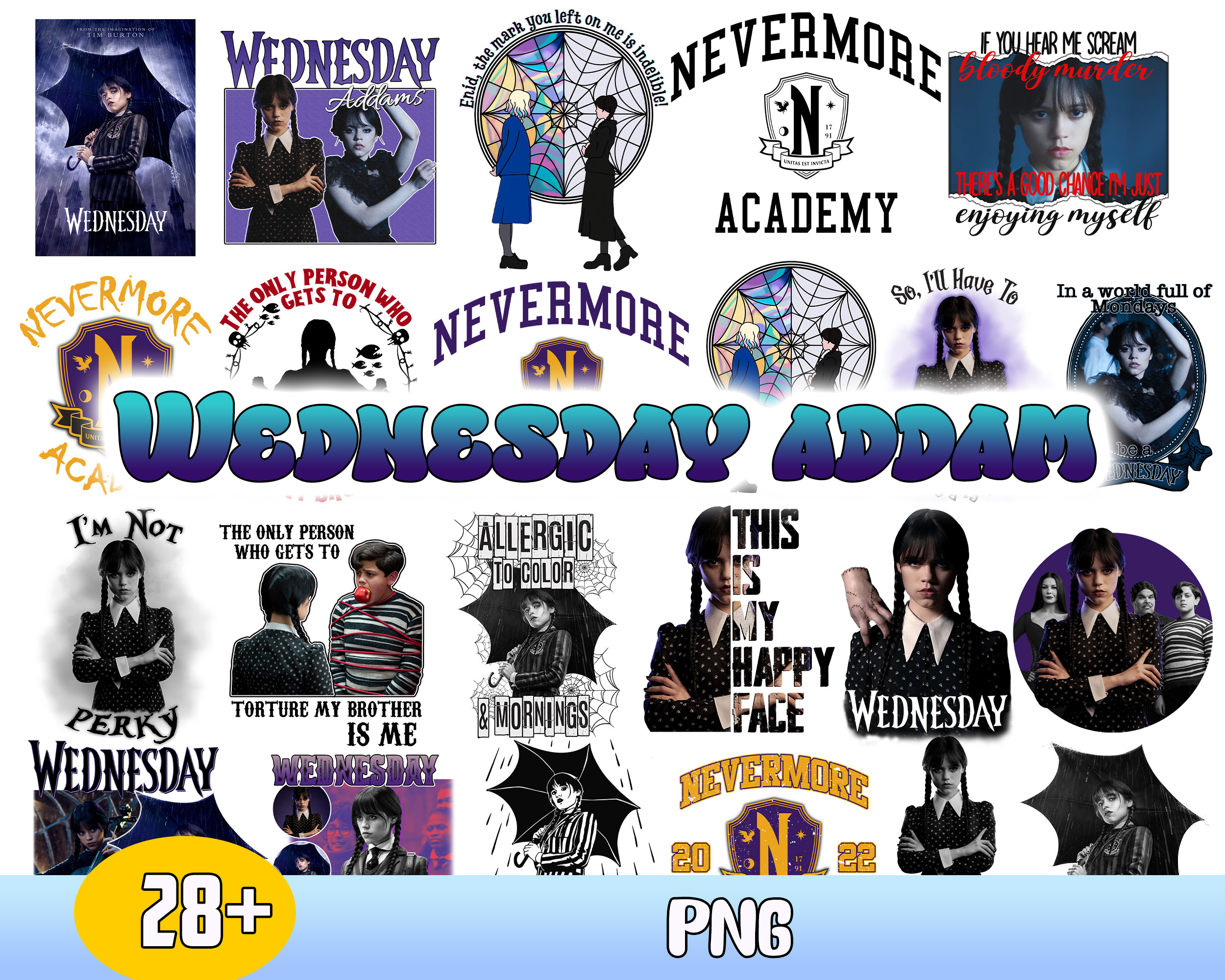 Wednesday Addams Bundle Png, Addams Family Png, Nevermore Ac - Inspire ...