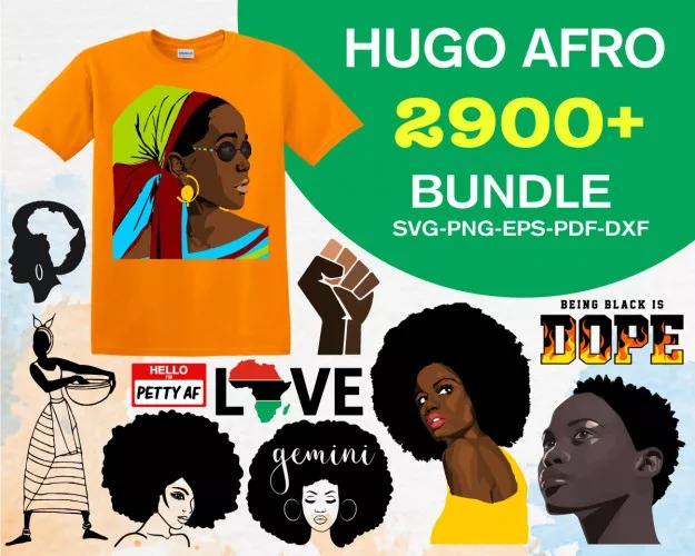 HUGO AFRO SVG BUNDLE - Mega Bundle svg, png, dxf, Files For - Inspire ...