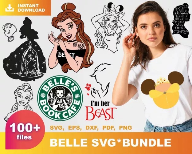 BELLE SVG BUNDLE - Mega Bundle svg, png, dxf, Files For Prin - Inspire ...