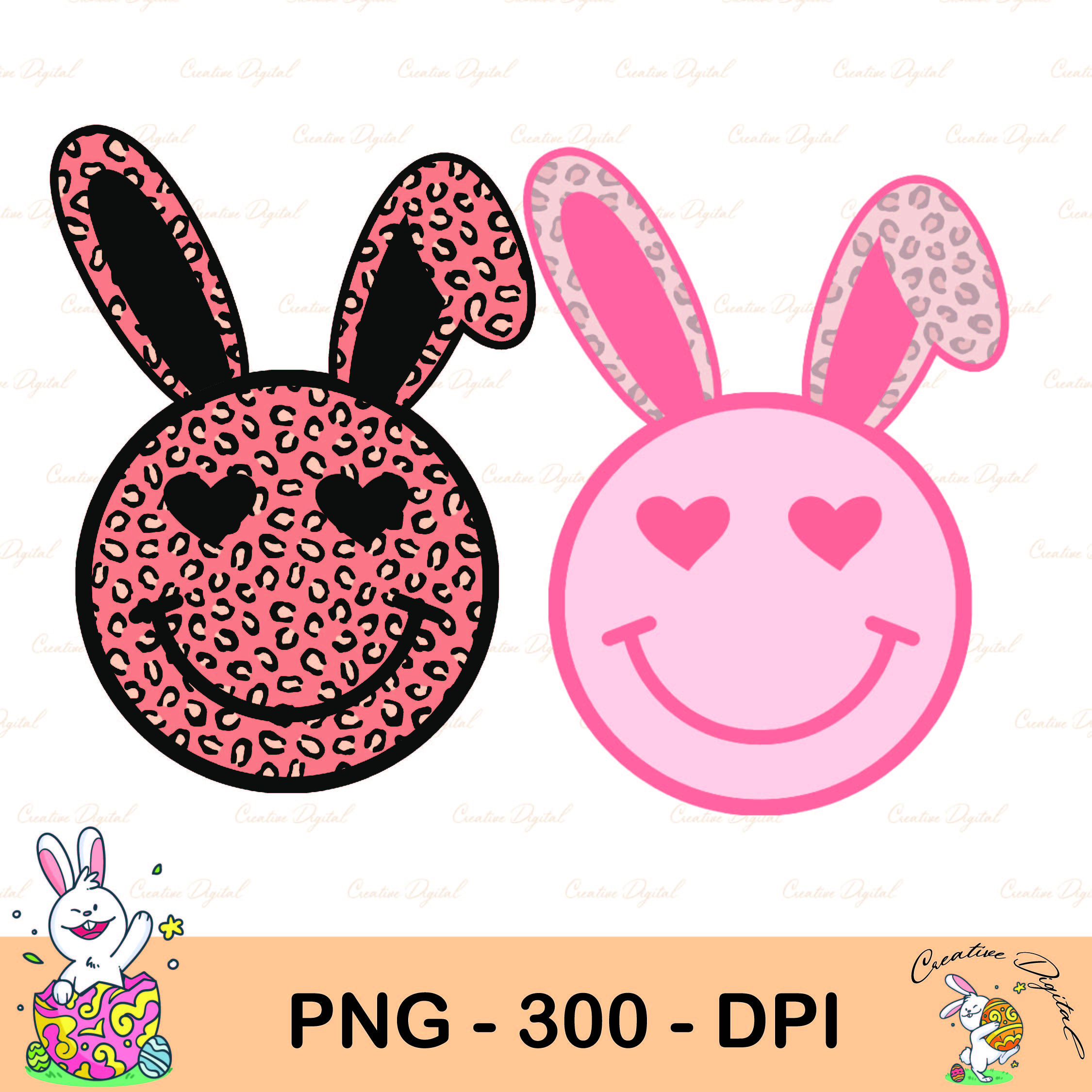 Smiley Face Bunny Leopard Sublimation 1, Hunny Bunny Png, Ea | Inspire ...
