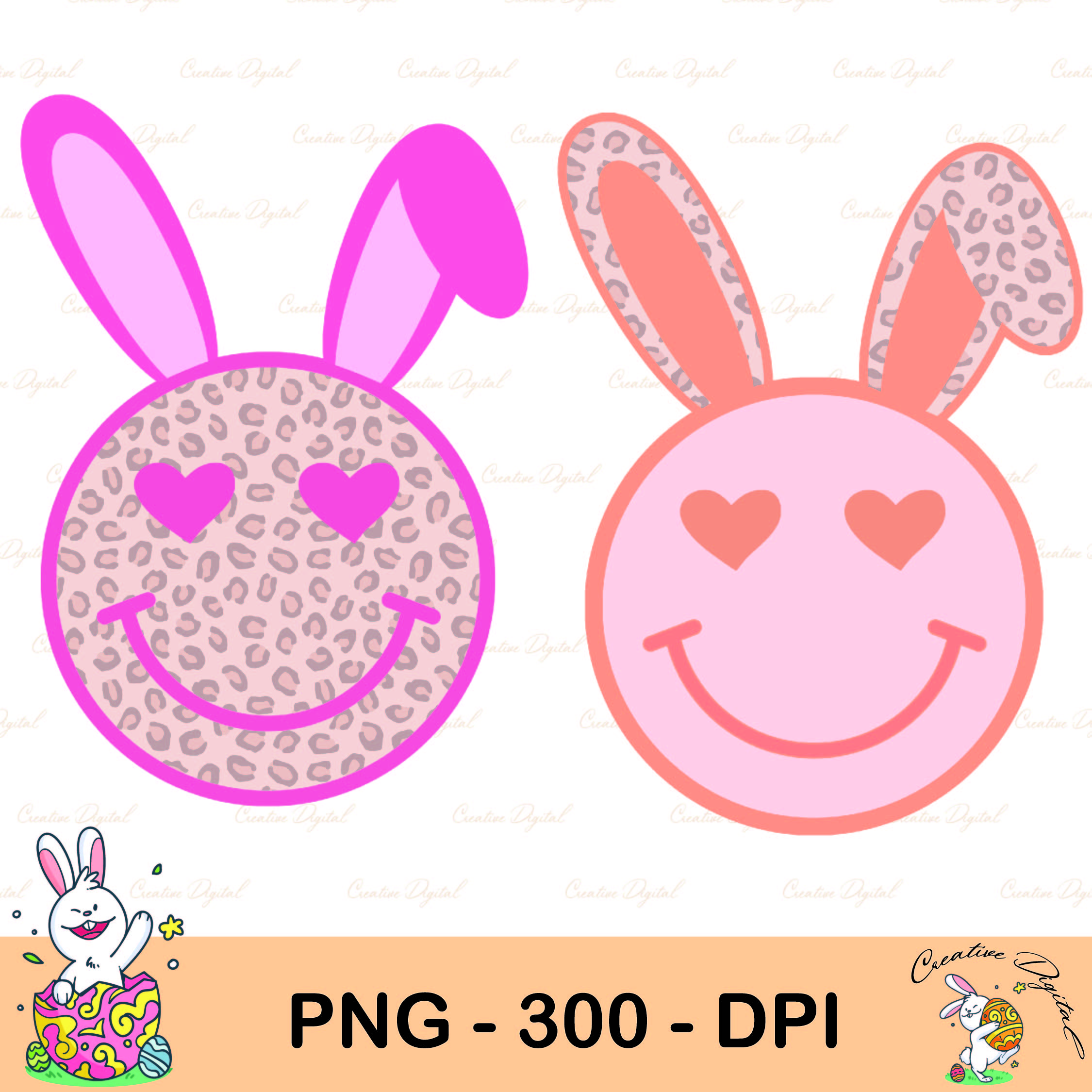 Smiley Face Bunny Leopard Sublimation 4, Hunny Bunny Png, Ea | Inspire ...