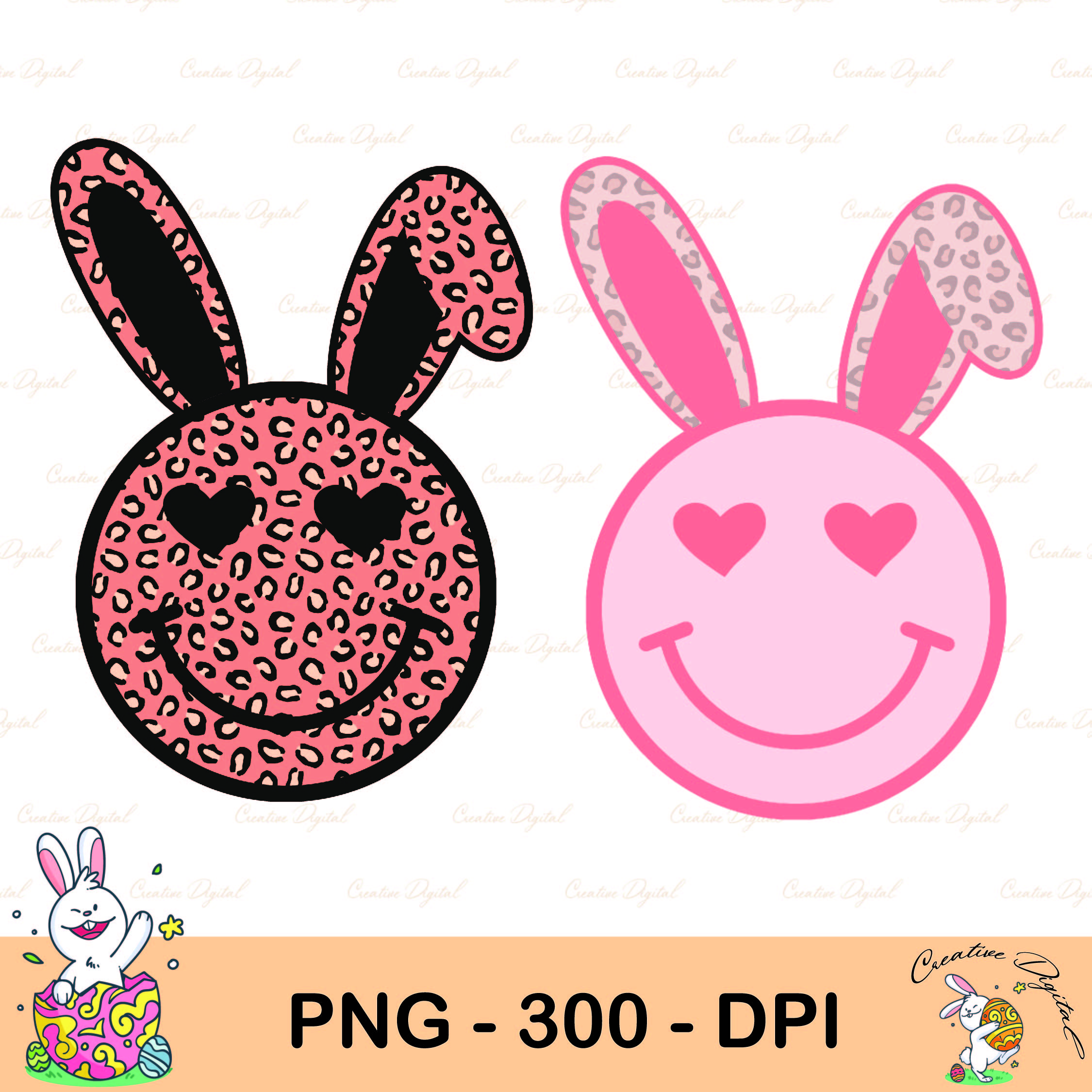 Smiley Face Bunny Leopard Sublimation 3, Hunny Bunny Png, Ea - Inspire ...