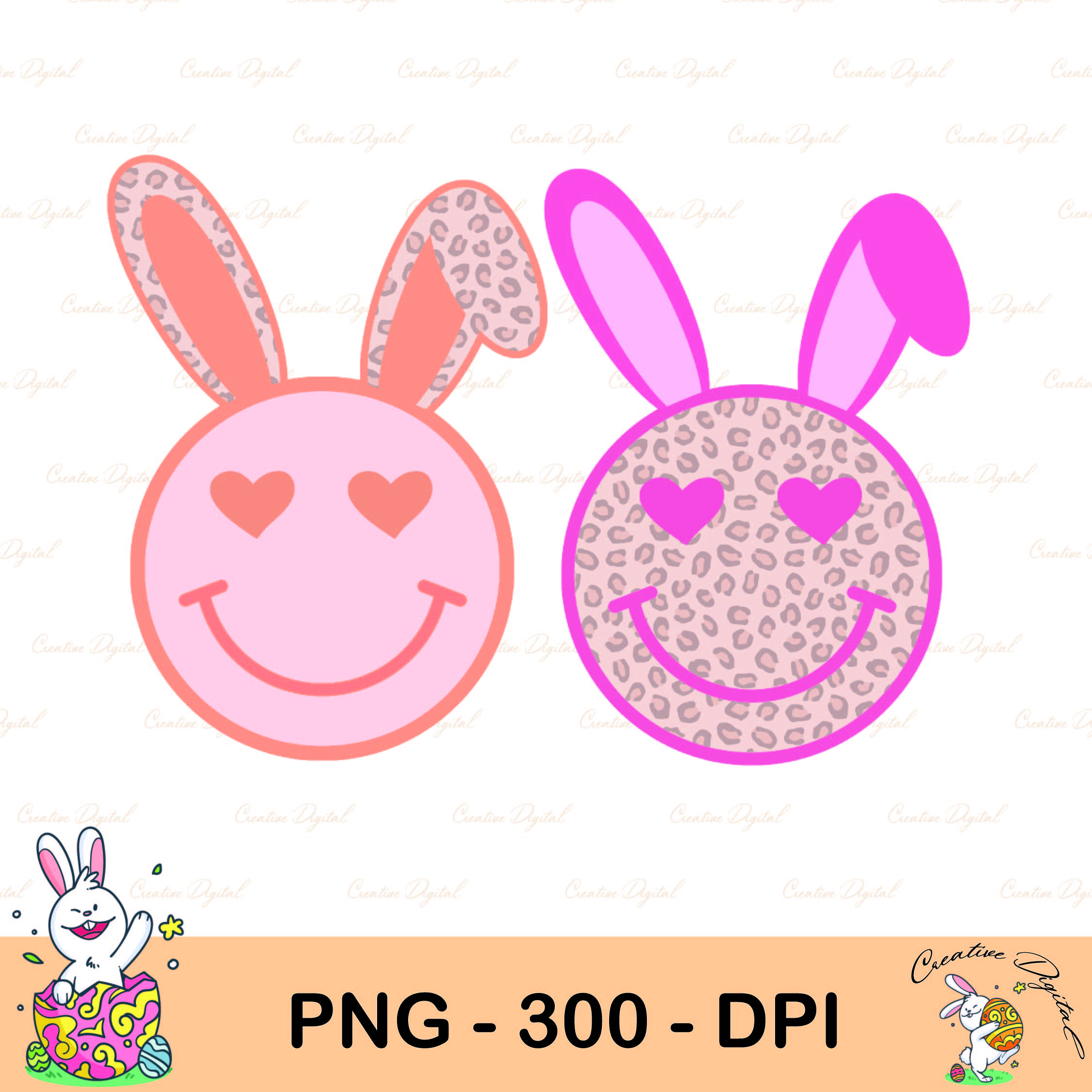 Smiley Face Bunny Leopard Sublimation 2, Hunny Bunny Png, Ea | Inspire ...