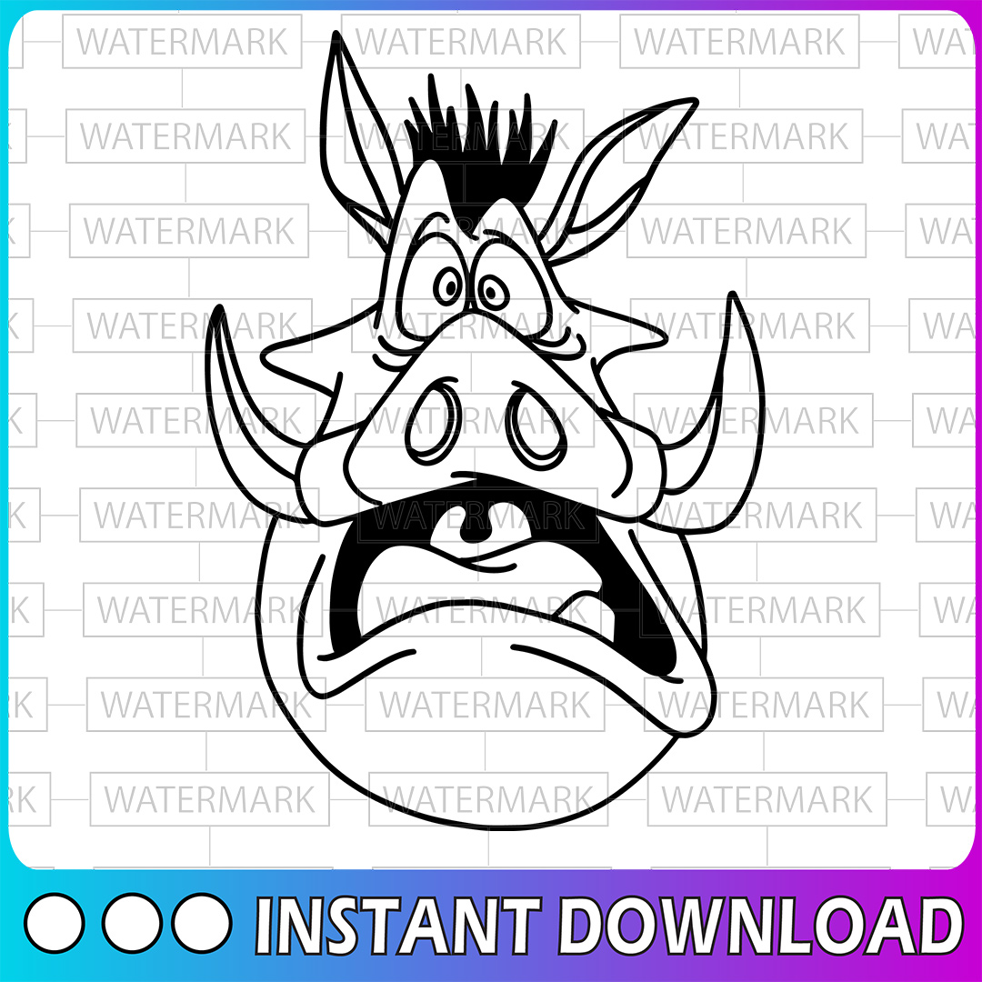 Funny Pumba face svg, Lion King svg, Lion King cut file, Pum - Inspire ...