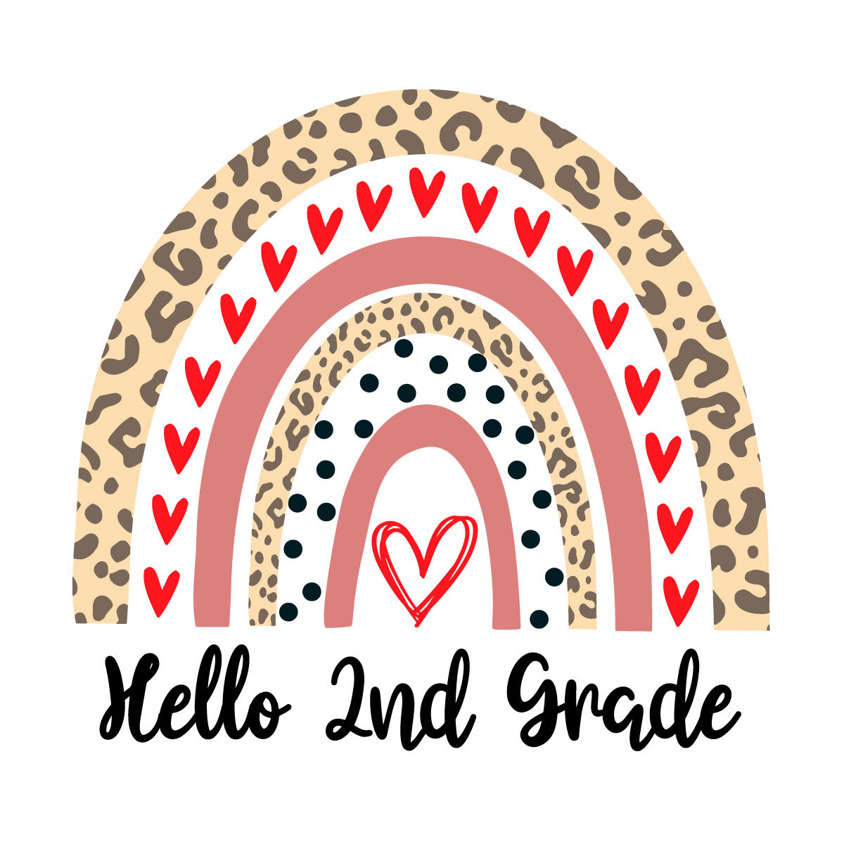 Hello 2nd Grade Leopard Rainbow Vector Shirt For Kid Svg, Cu | Inspire ...