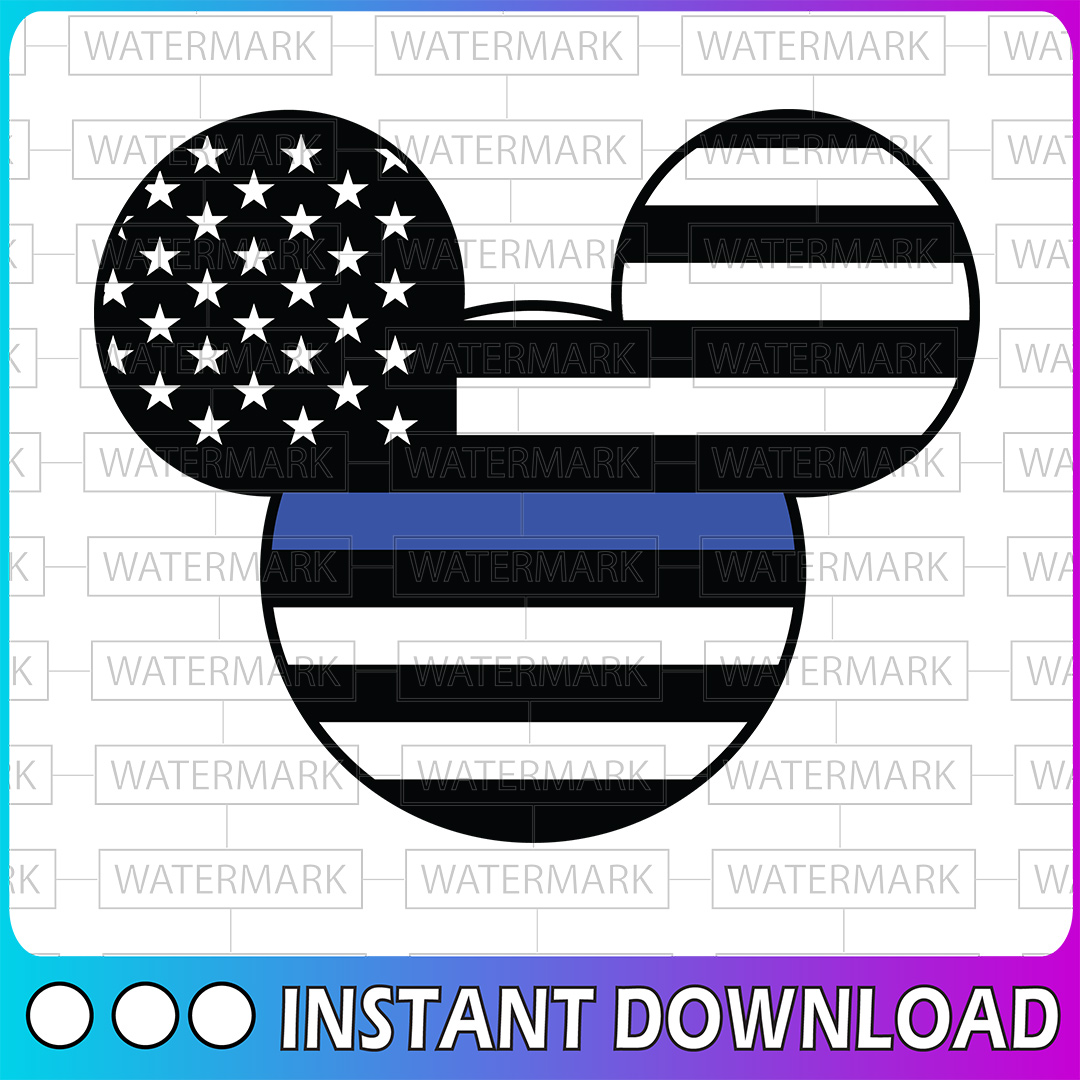 Cut File / Thin Blue Line Mickey Mouse / svg pdf png cutting - Inspire ...