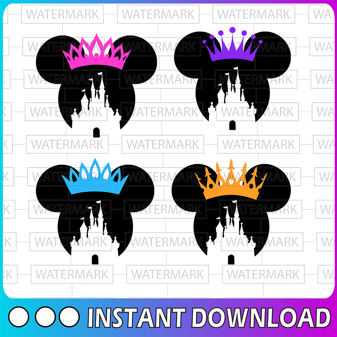 Minnie Crown Castle BUNDLE Svg, png, dxf disney svg, disney | Inspire ...