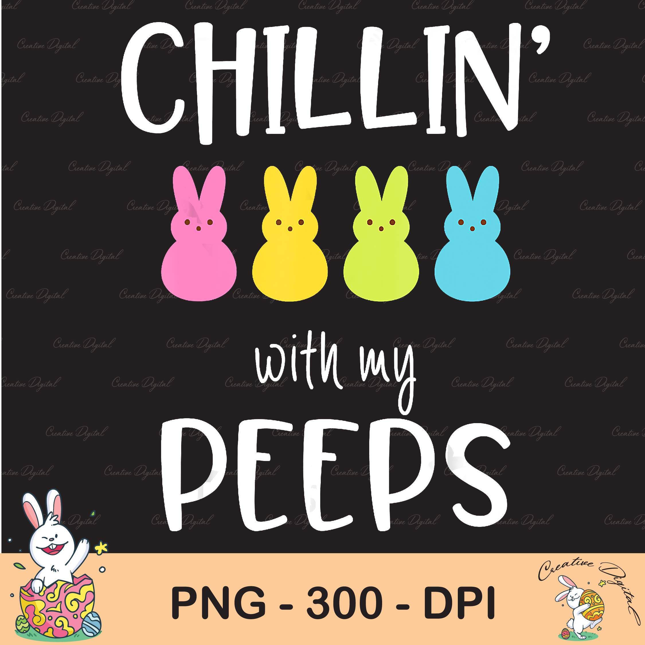Chillin With My Peeps Marshmallows Lovers Happy Easter Subli | Inspire ...